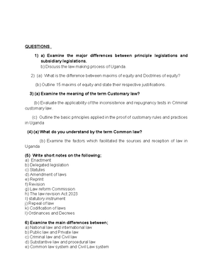 [Solved] Difference between principal and subsidiary legislation ...