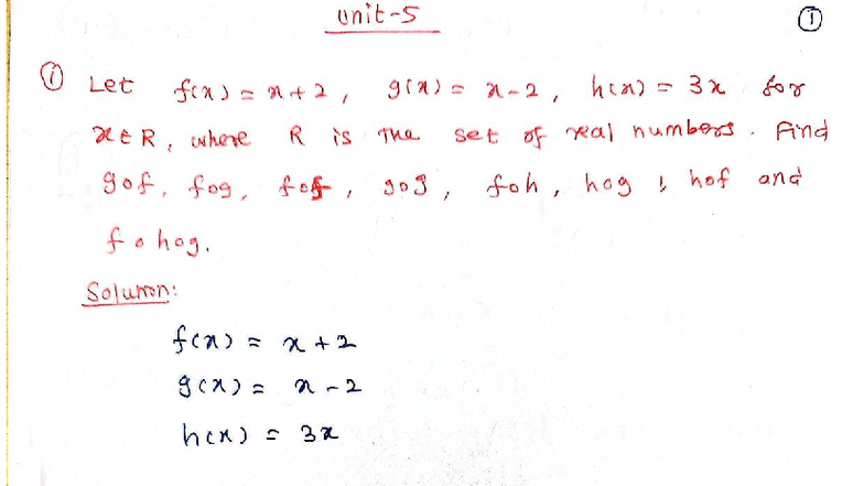 UNIT-5 Discrete Mathematics: Function Composition Solutions - Studocu