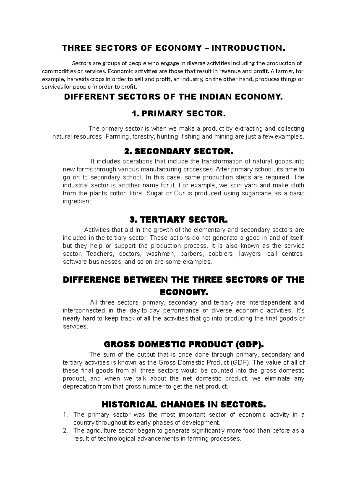 Three Sectors OF Economy - THREE SECTORS OF ECONOMY – INTRODUCTION ...