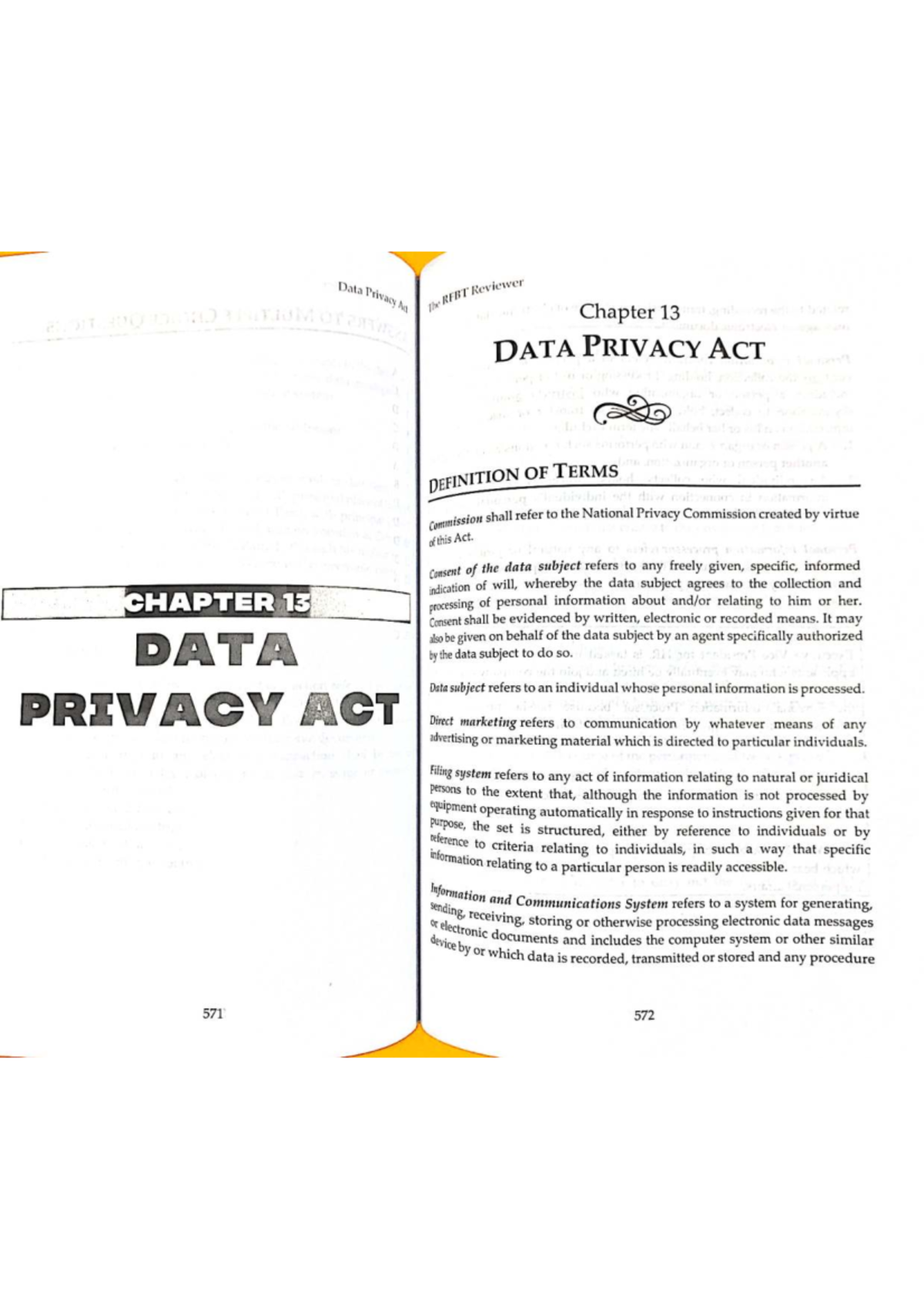 RFBT Chapter 13: Data Privacy Act Definitions and Key Terms - Studocu