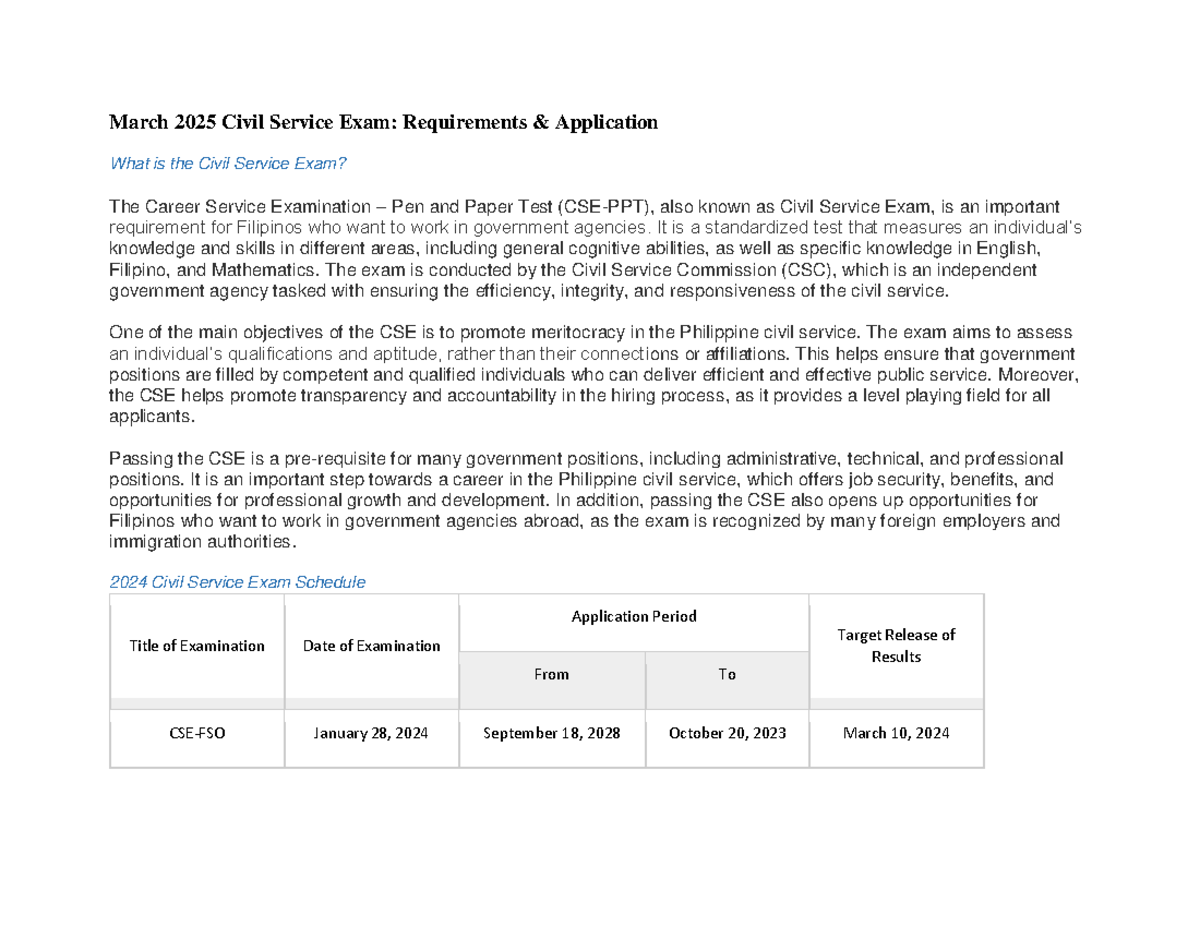 Step-by-Step Guide to Filing for the March 2024 CSE-PPT Exam - Studocu