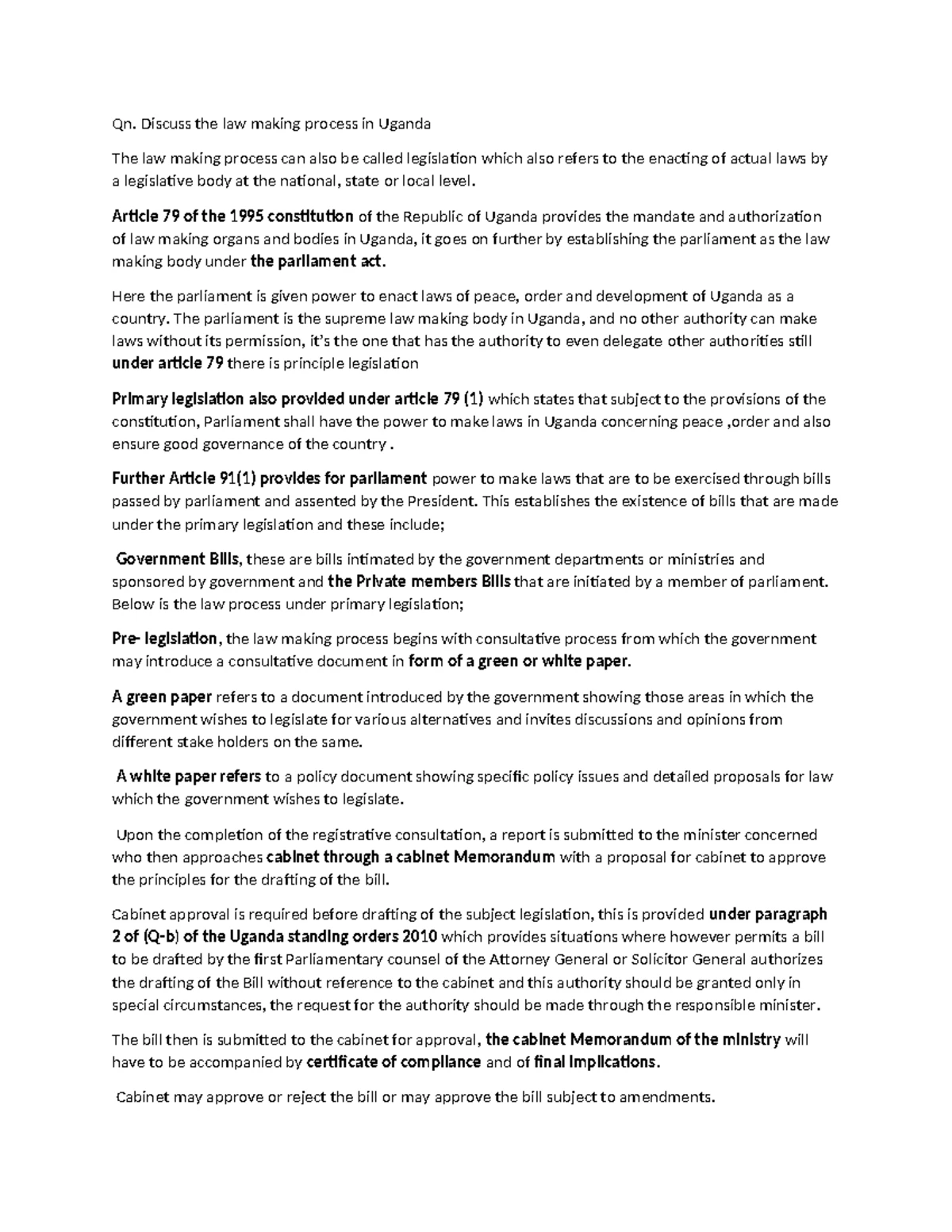 Evidence Act Overview - Law (Chapter 8) - Uganda - Studocu