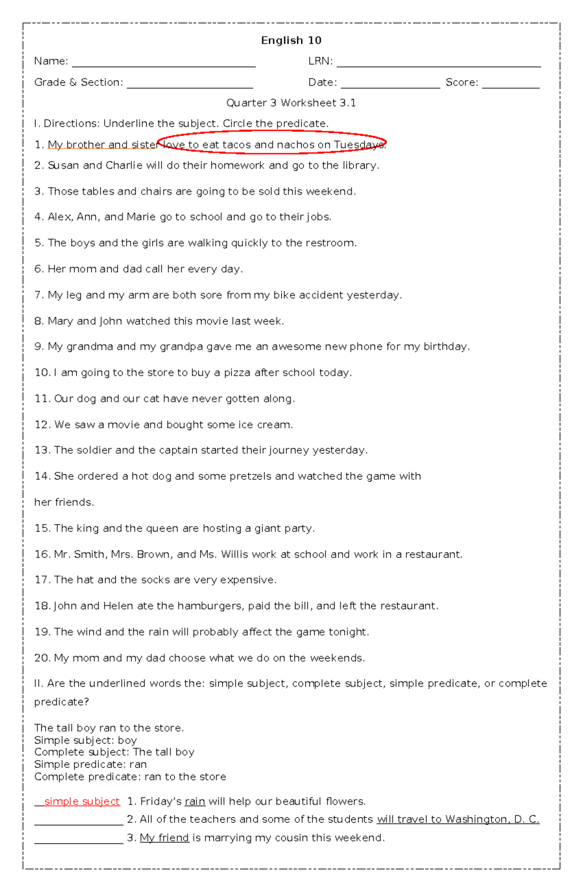 Eng10 Q3 WS3 - Worksheet purposes - English 10 Name ...