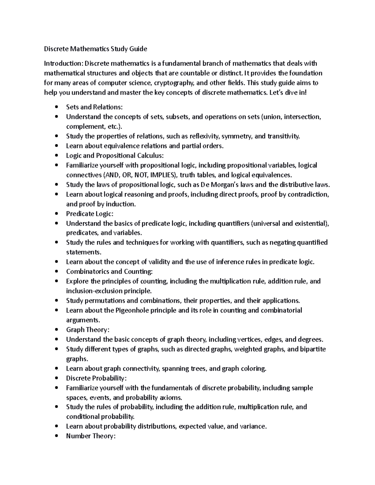 Discrete Mathematics Study Guide - Key Concepts Overview - Studocu