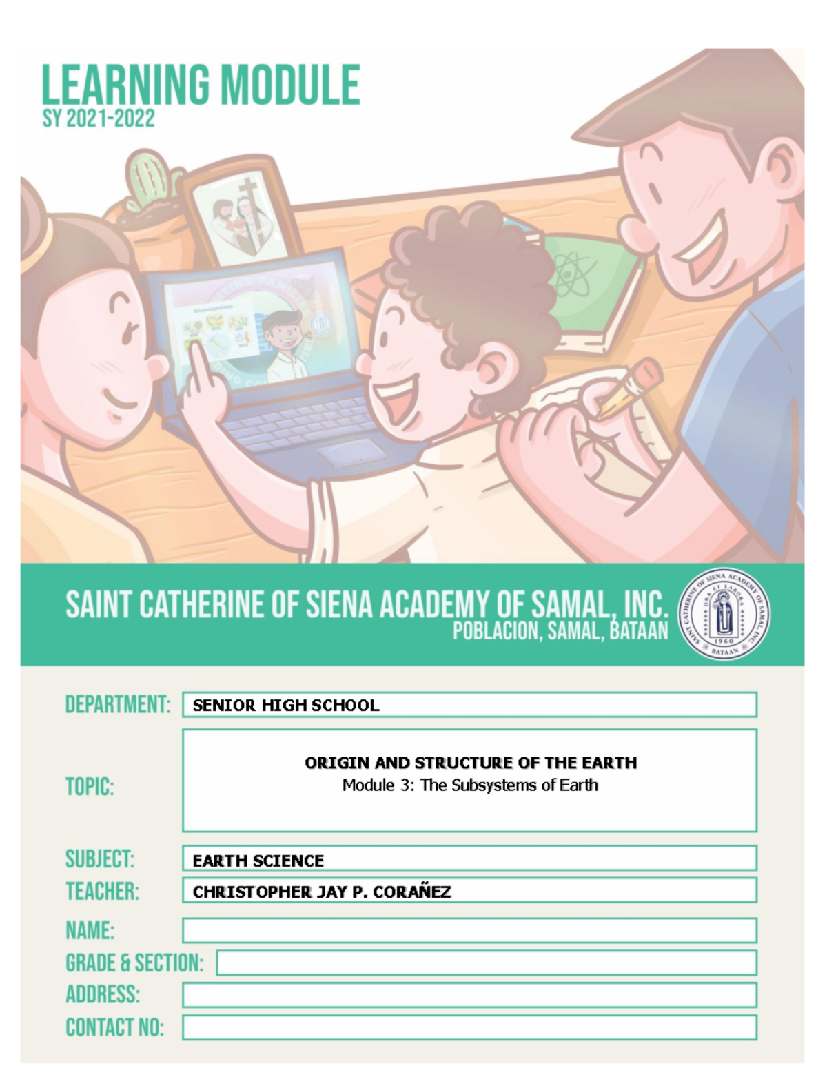 Earth Science (ES101) Module 3: Exploring Earth's Subsystems and ...