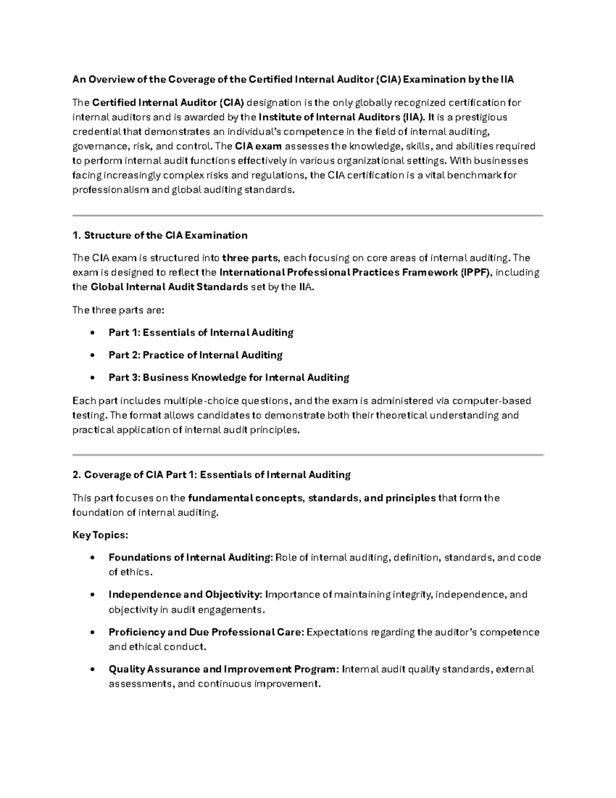 CIA Exam Coverage Overview: Essentials, Practice & Business Knowledge ...
