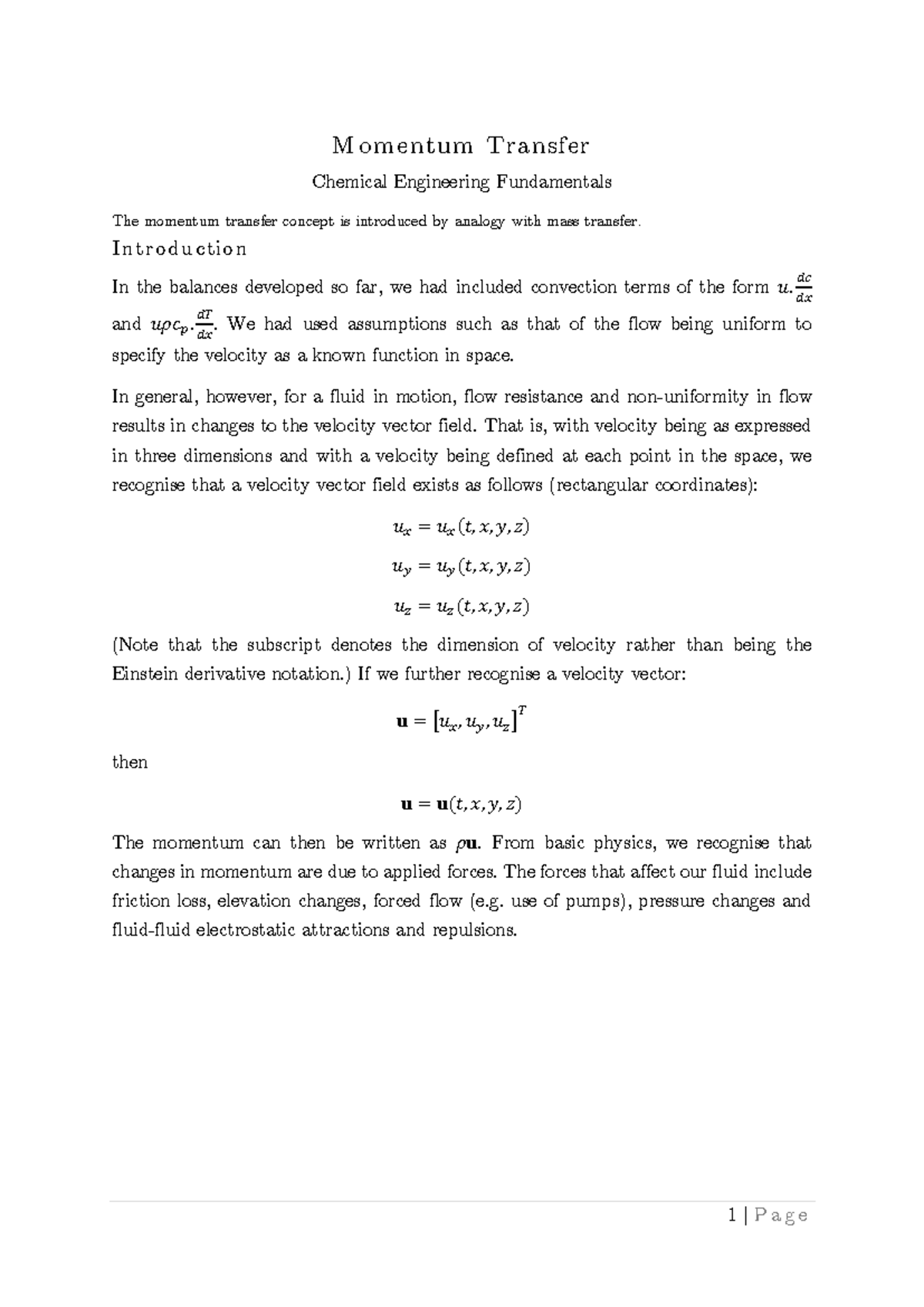 Momentum Transfer in Chemical Engineering Fundamentals (08) - Studocu
