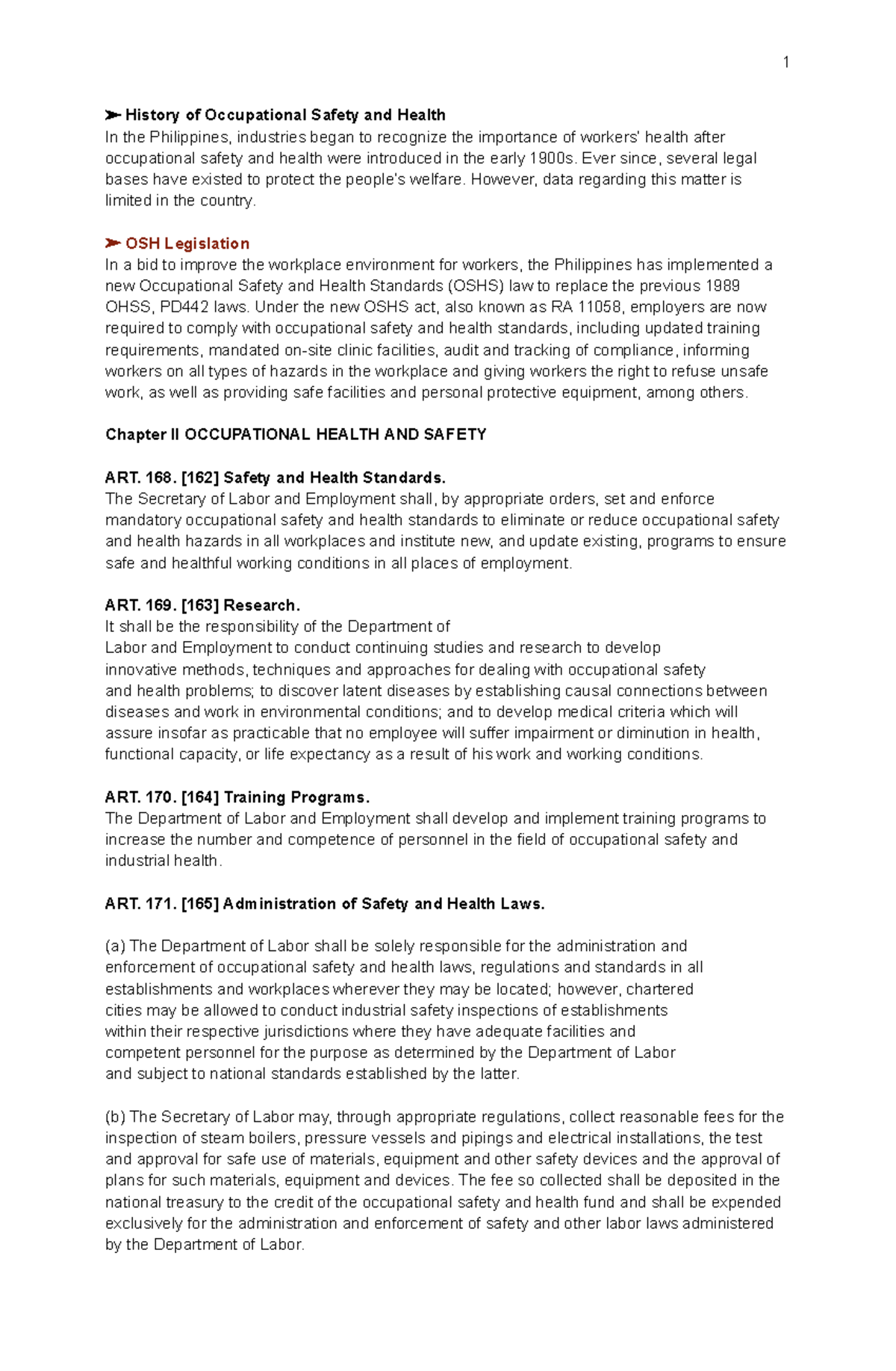 OSH 101: Comprehensive Overview of Occupational Safety and Health - Studocu