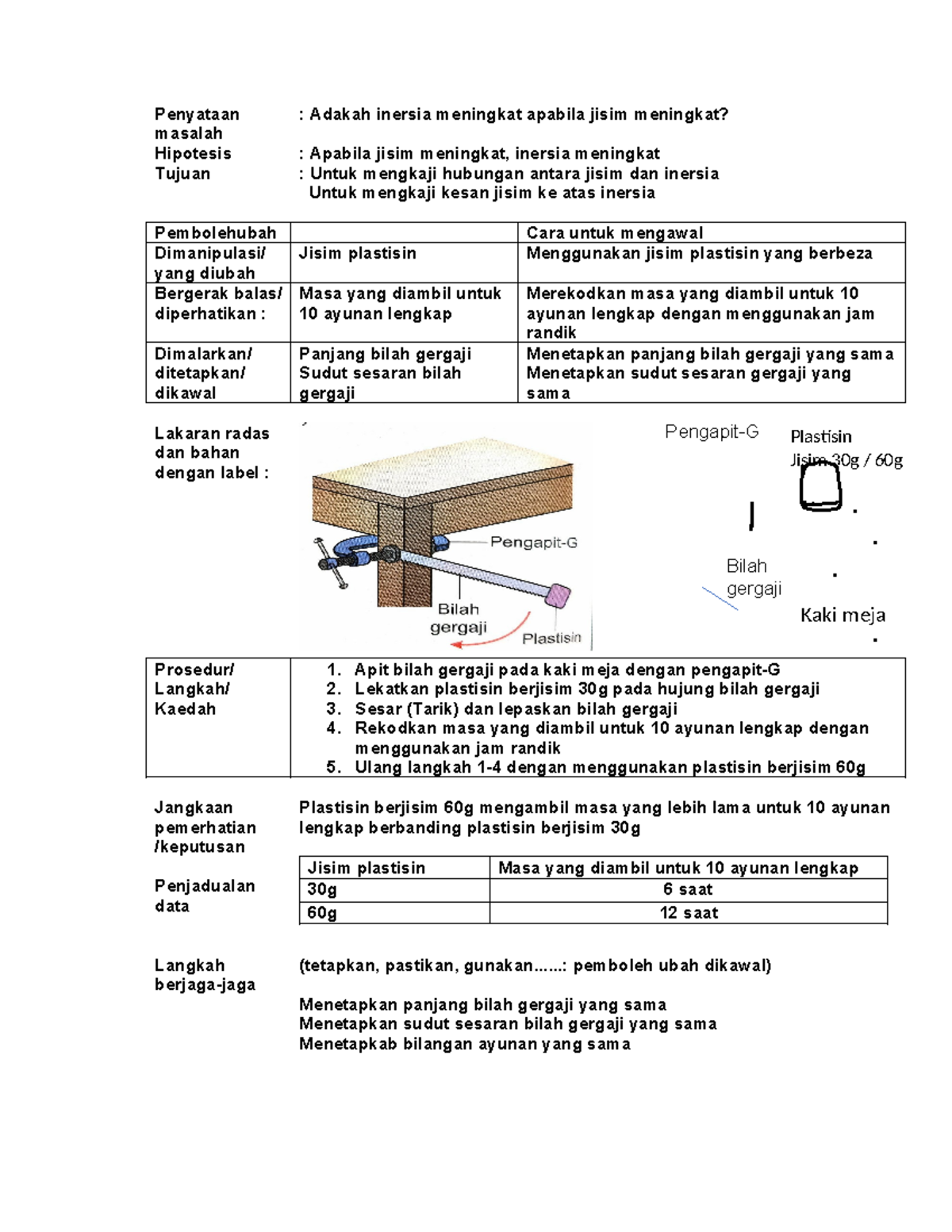 Eksperimen Jisim vs Inersia T4: Kajian Hubungan dan Kesannya - Studocu