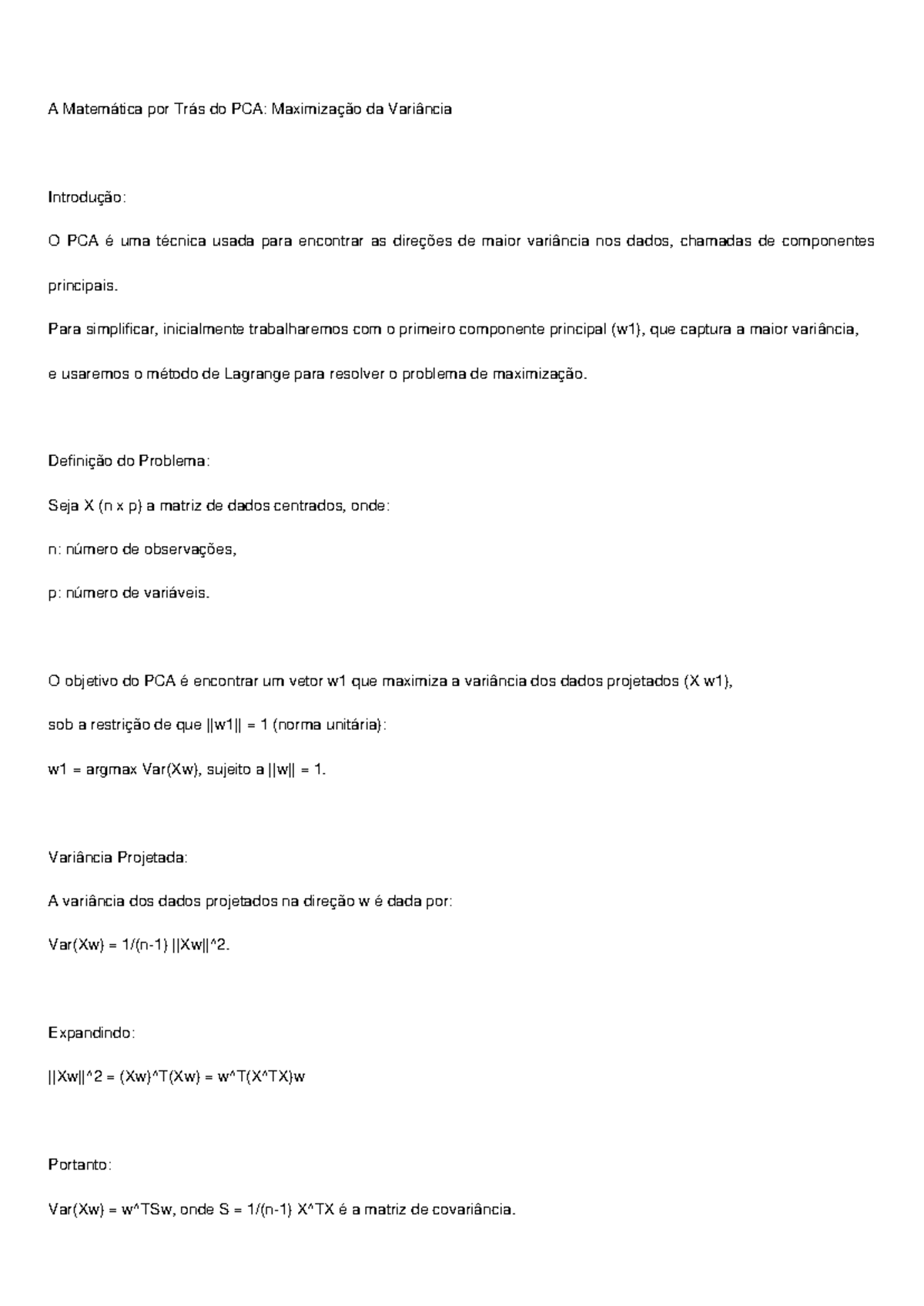 Pca simplified explanation - A Matemática por Trás do PCA: Maximização ...