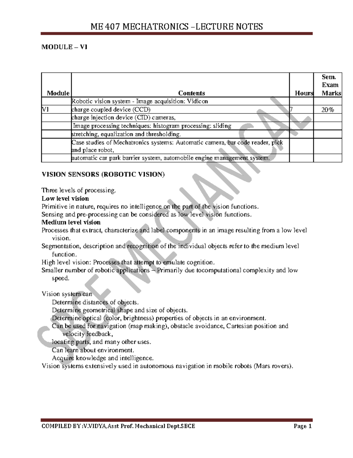 Mod 6 - lecture notes - MODULE – VI Module Contents Hours Sem. Exam ...