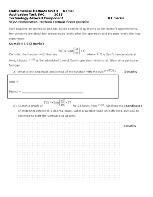 [Solved] Mathematical methods year 12 Application task - Mathematical Methods- Unit 3 - Studocu