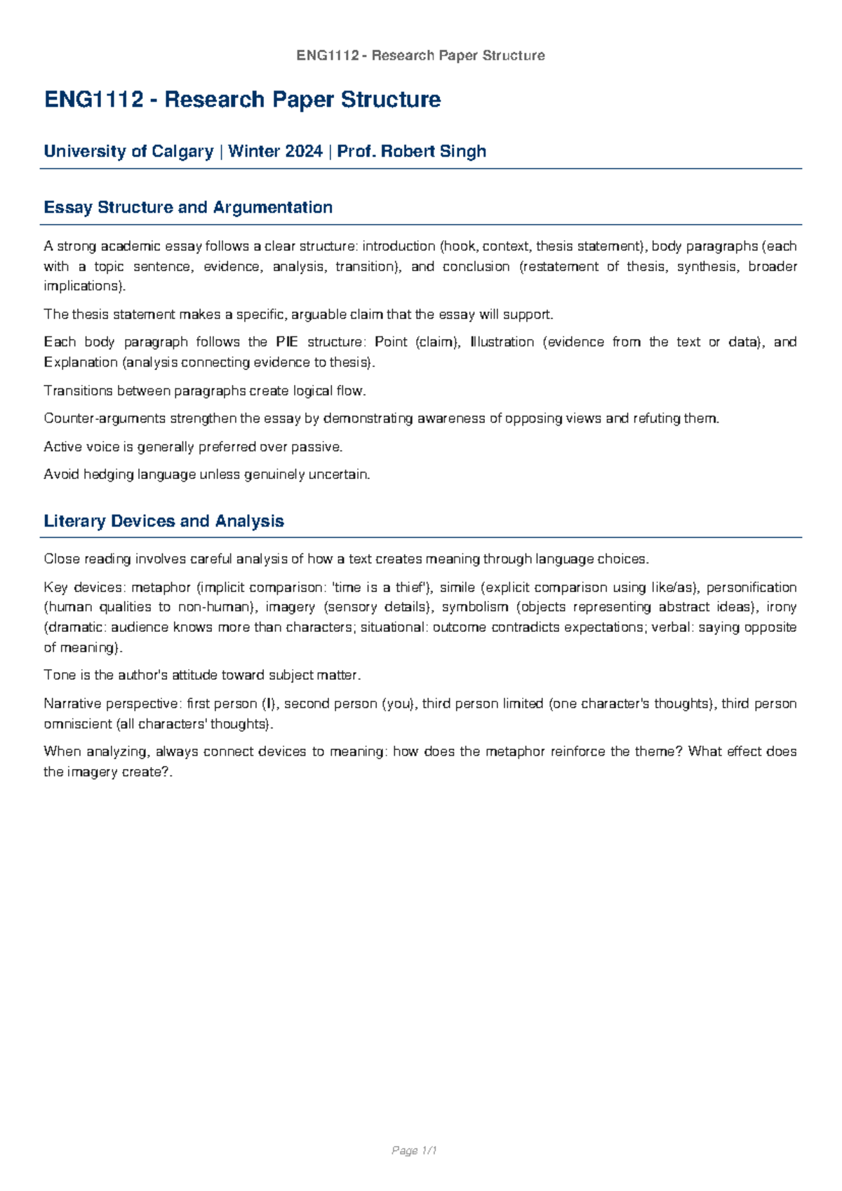 Essay Structure and Literary Analysis Notes - 162444652 - Studocu
