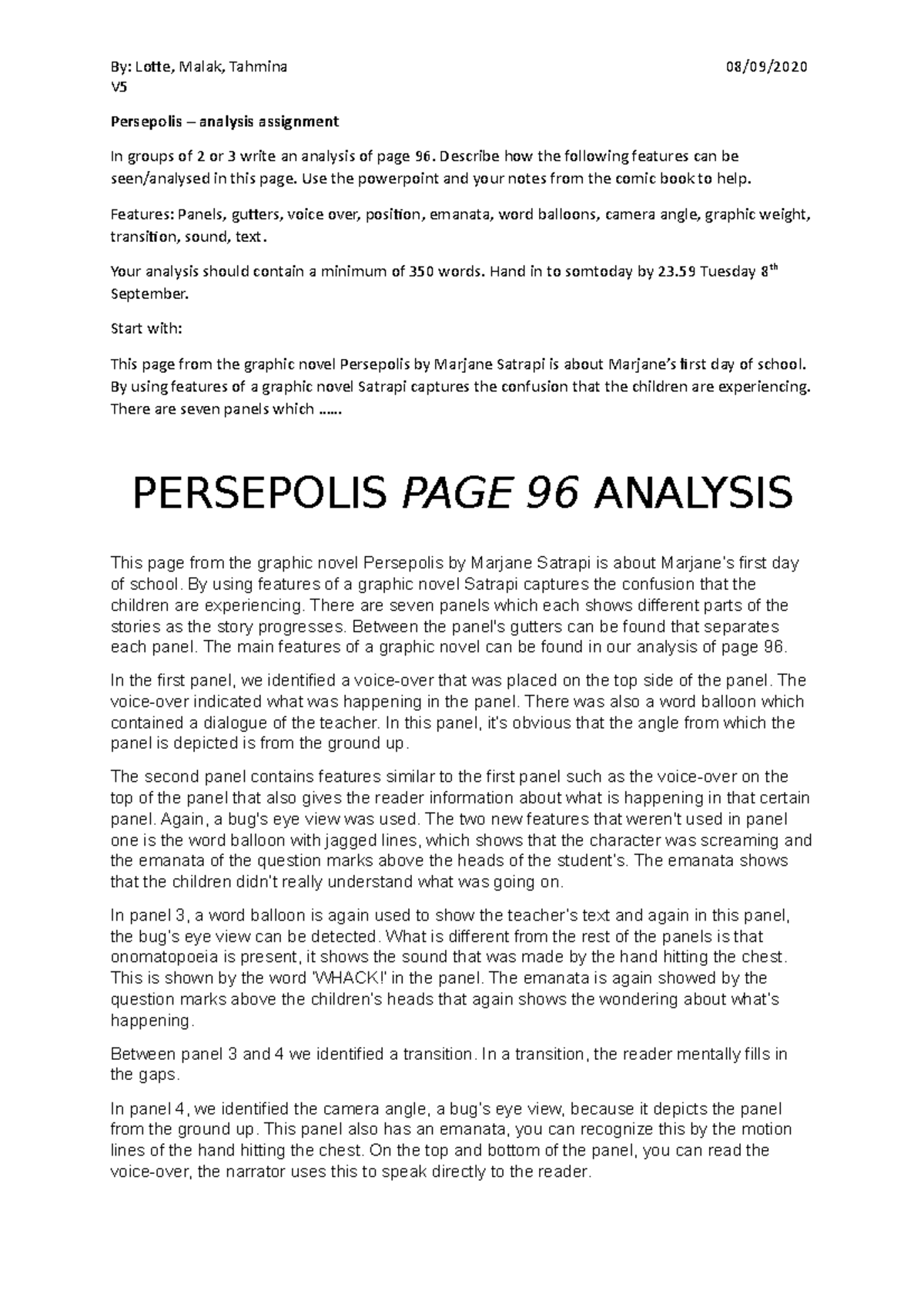 Persepolis Analysis: A Study of Page 96 Features and Techniques ...