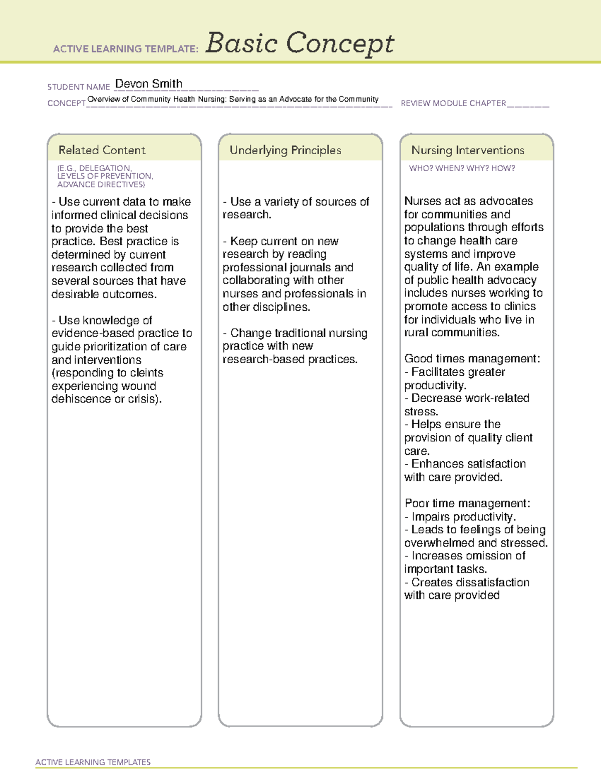 ATI Active learning Template 1 - ACTIVE LEARNING TEMPLATES Basic ...