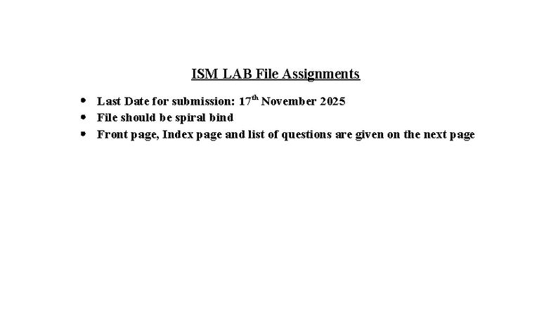 ISM Lab File Guidelines for BBA V-1: SQL Assignments & Queries - Studocu