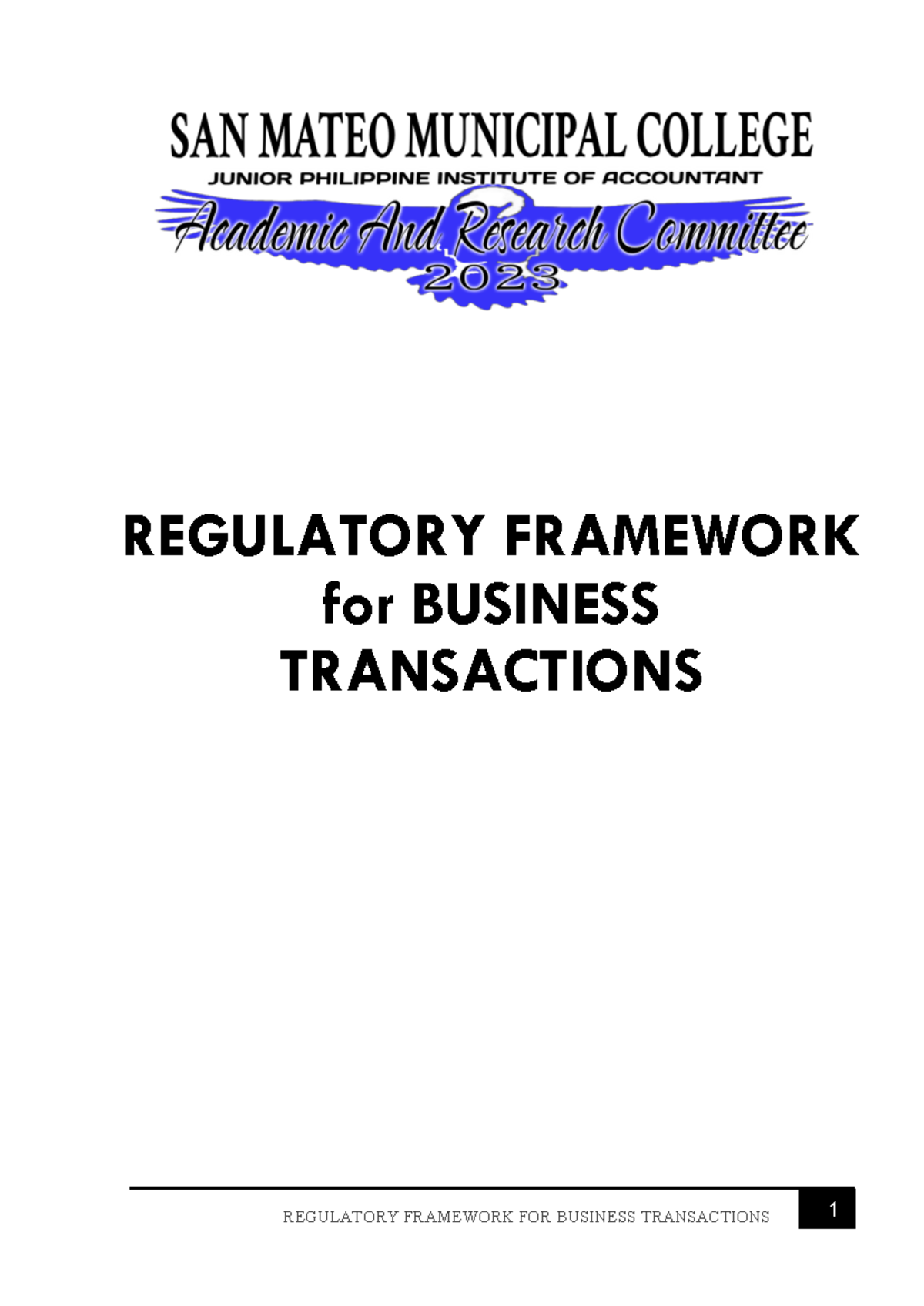 RFBT Reviewer: Regulatory Framework for Business Transactions - Studocu