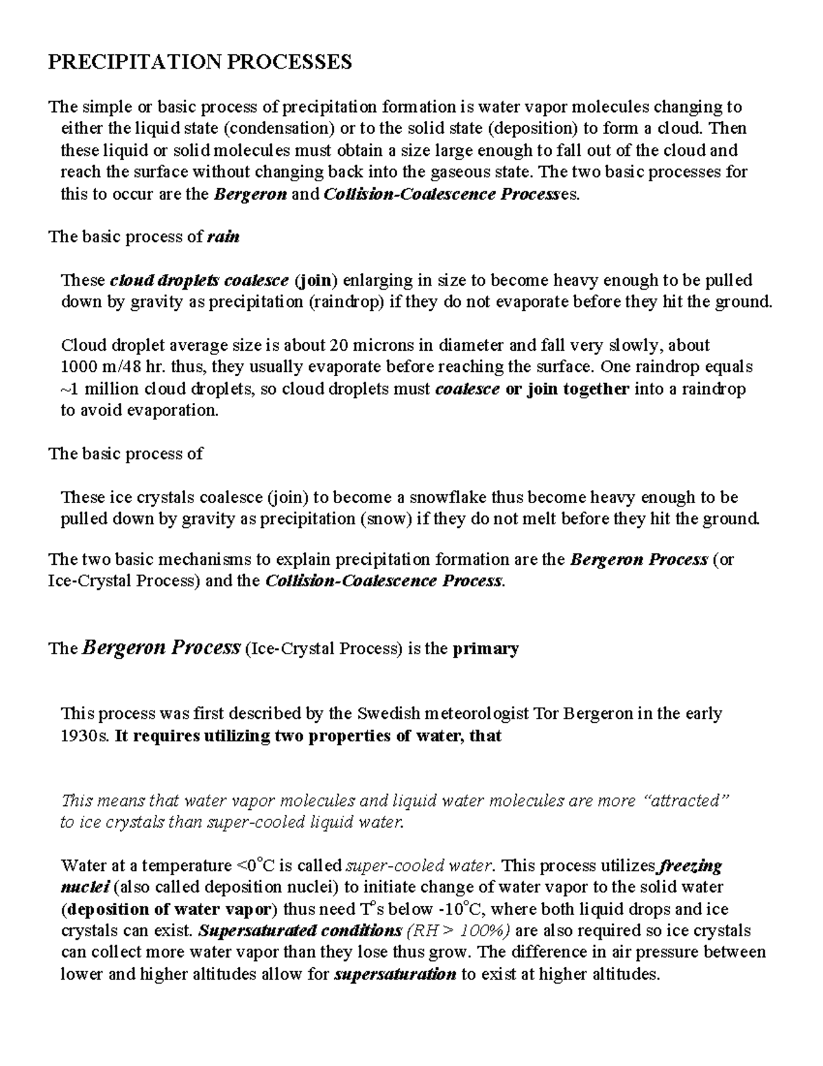 LECT12 Precipitation Processes and Global Patterns - Studocu