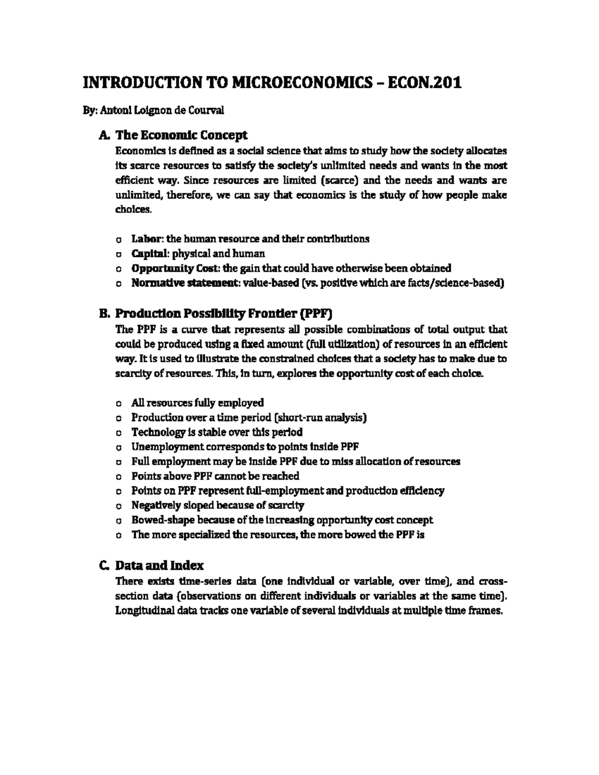 Microeconomics Cheat Sheets - Final Exam - Price Ceiling: max (i ...