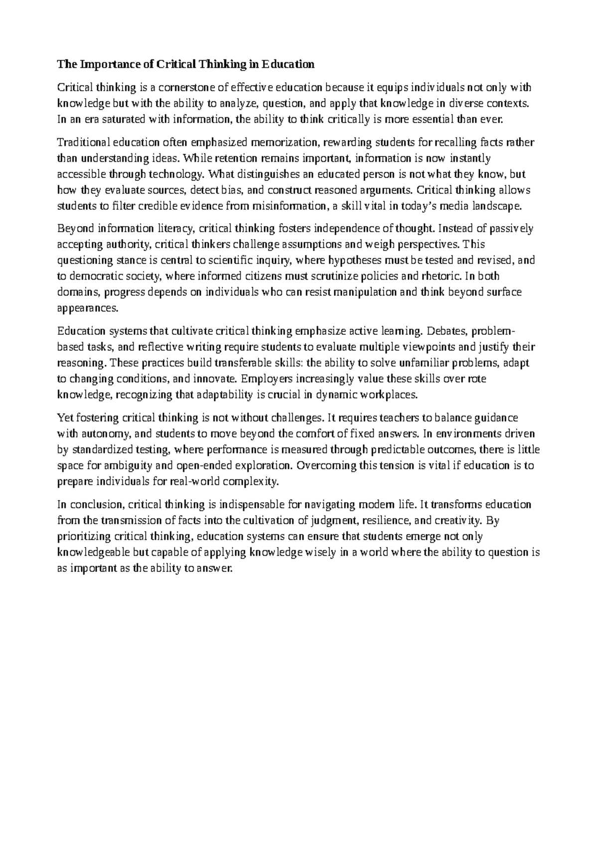 Critical Thinking in Education: Essential Skills for Modern Learners ...