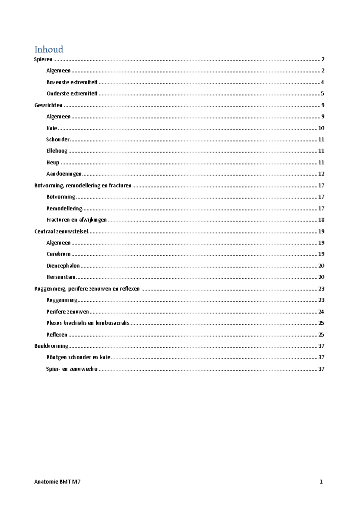 [Anatomie] Zelfstudieopdrachten BMT M7 - Gedetailleerde Uitwerkingen - Studeersnel
