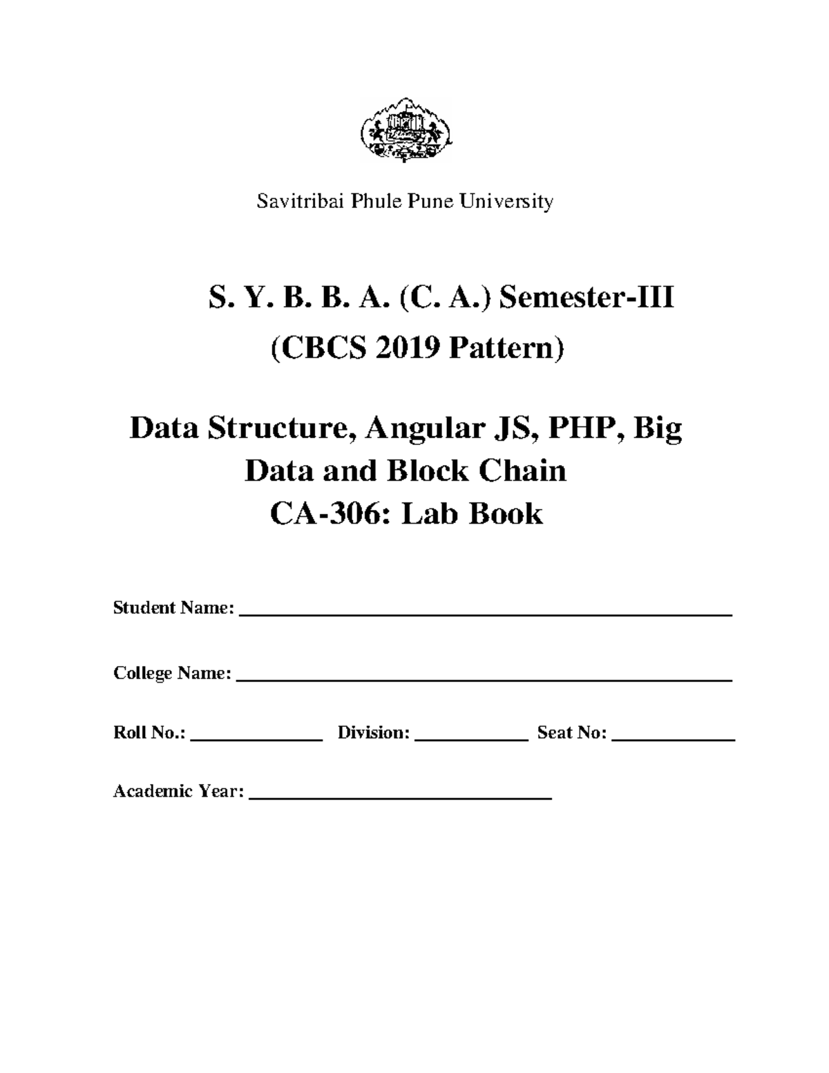 S.Y.B.B.A. (C.A.) Sem-III Lab Book (Data Struct., AngularJS, PHP) 2019 - Studocu