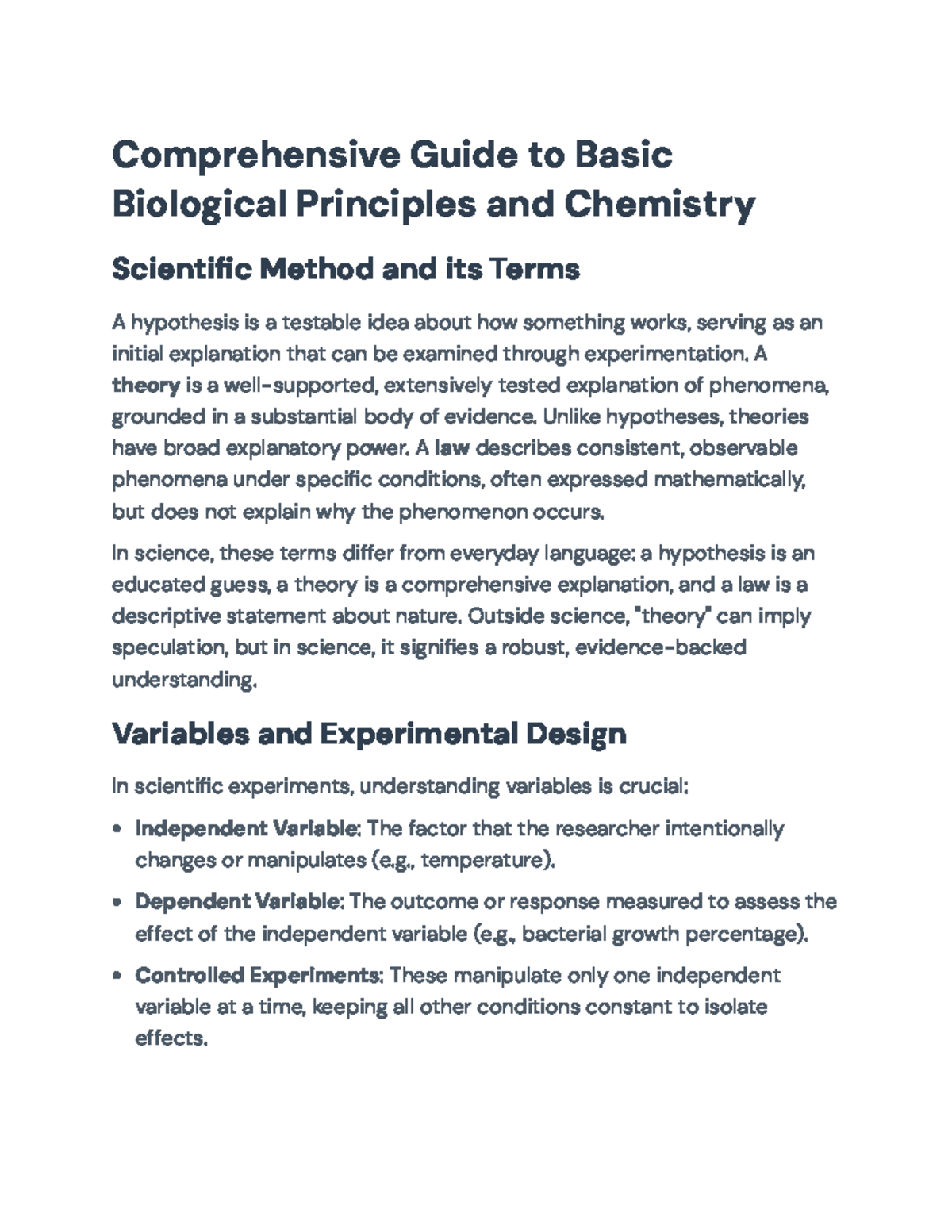Comprehensive Guide to Basic Biological Principles and Chemistry ...
