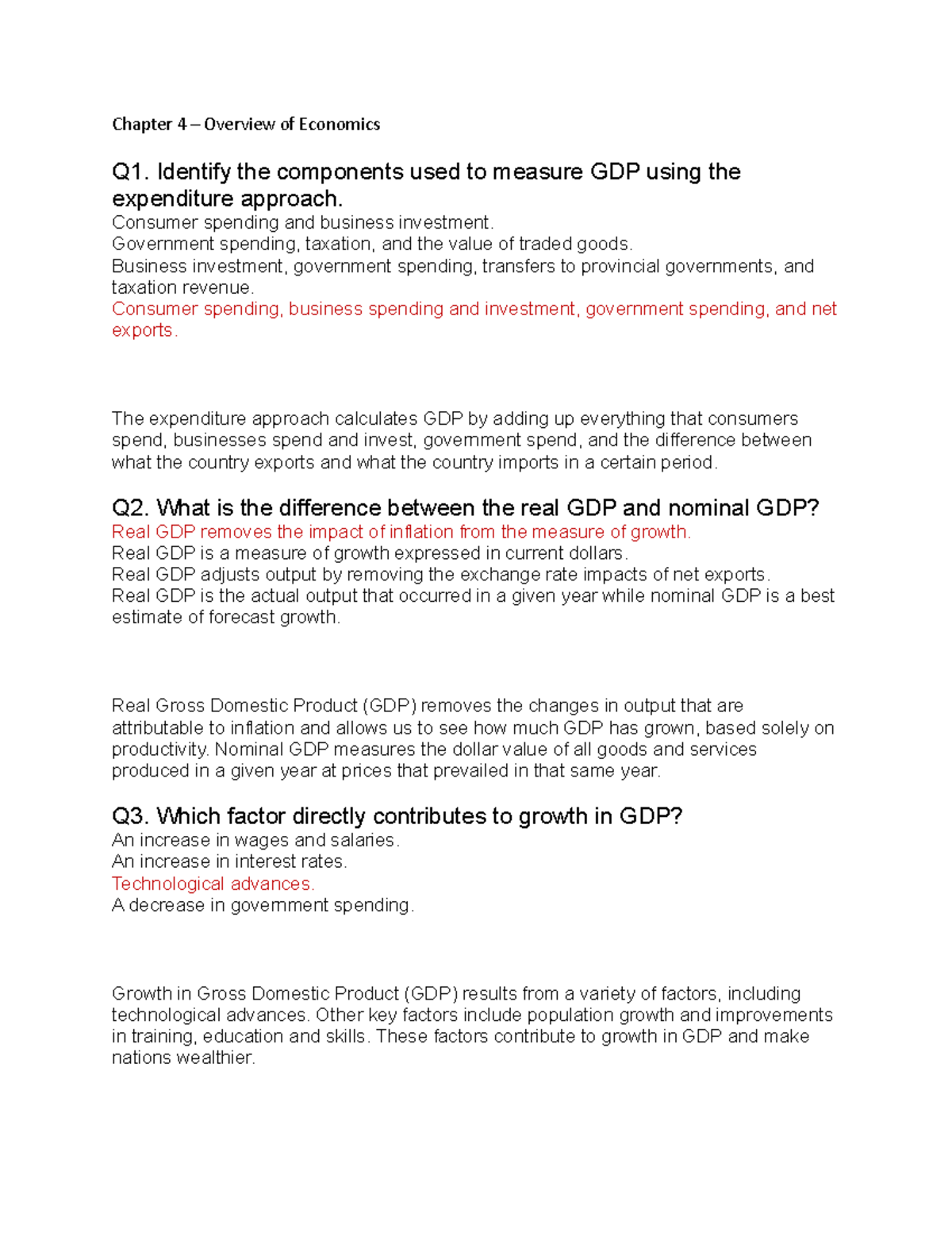 Chapter 4 & 5 - Economics: Key Questions & Definitions Study Guide ...