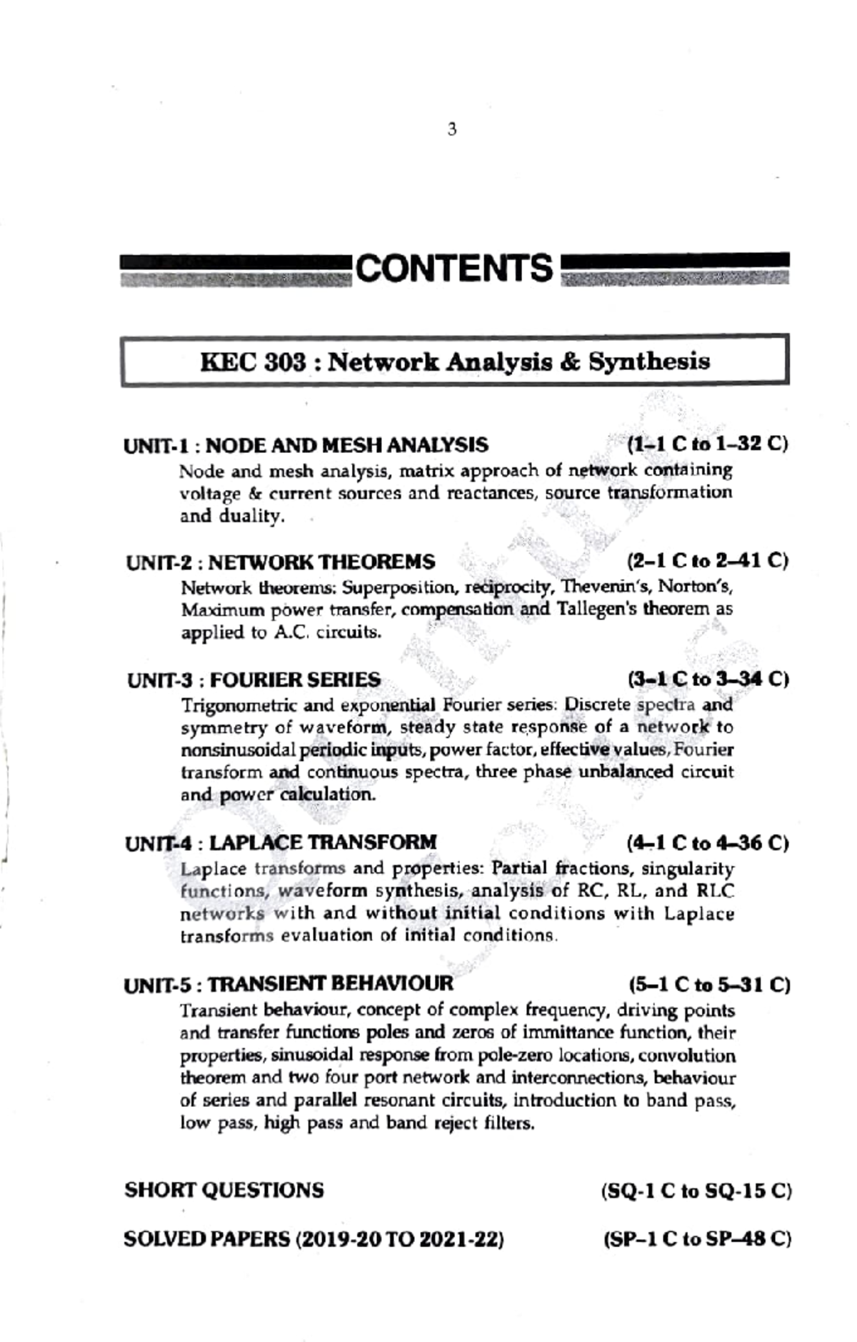 Network Analysis & Synthesis (KEC 303) - Comprehensive Resource Guide - Studocu