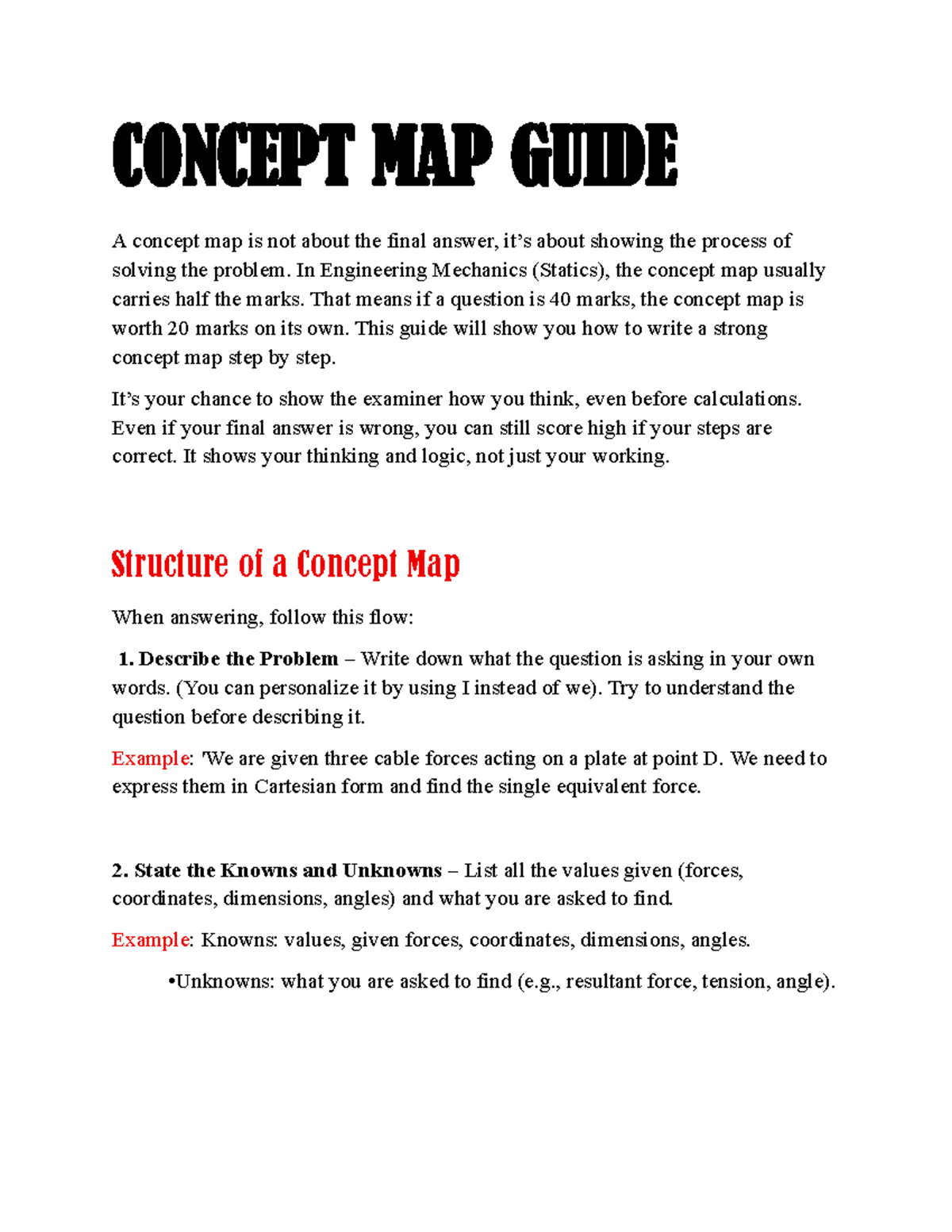 ENGM 101: Concept Map Guide for Problem Solving in Statics - Studocu