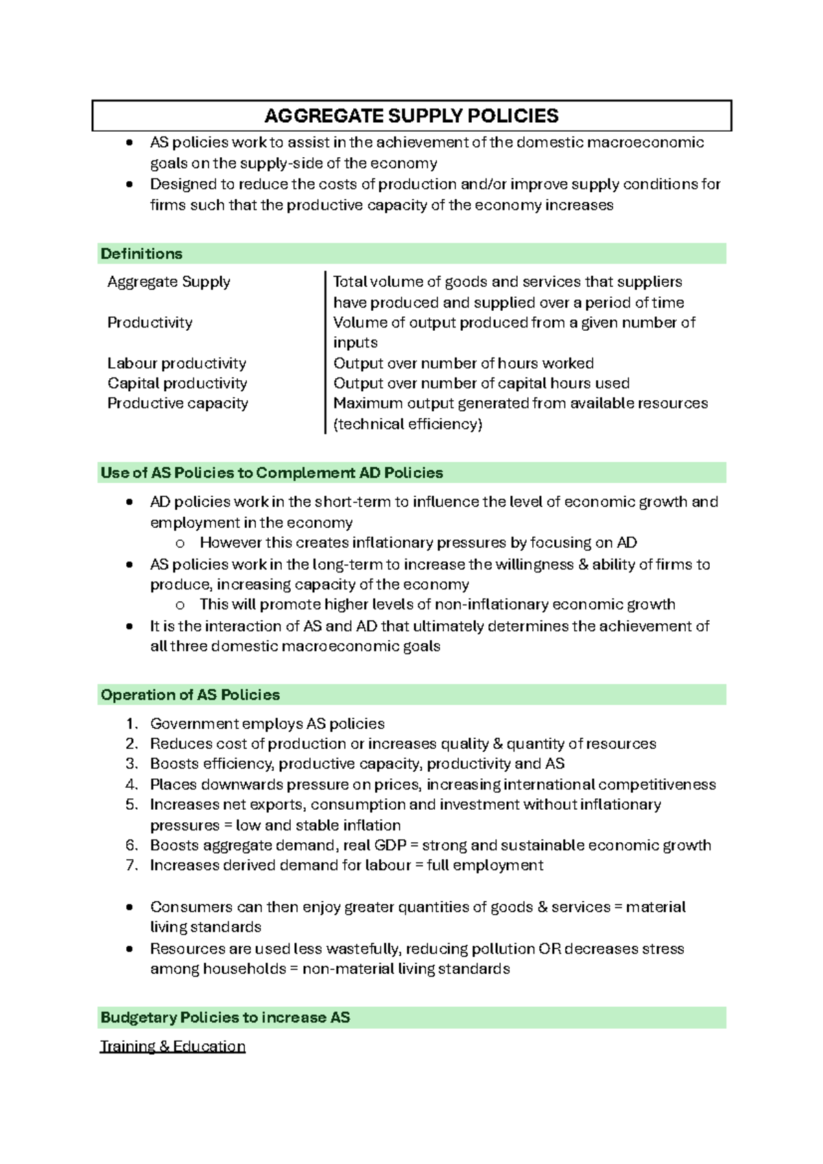 U4AOS2: Aggregate Supply Policies and Their Impact on Macroeconomic ...