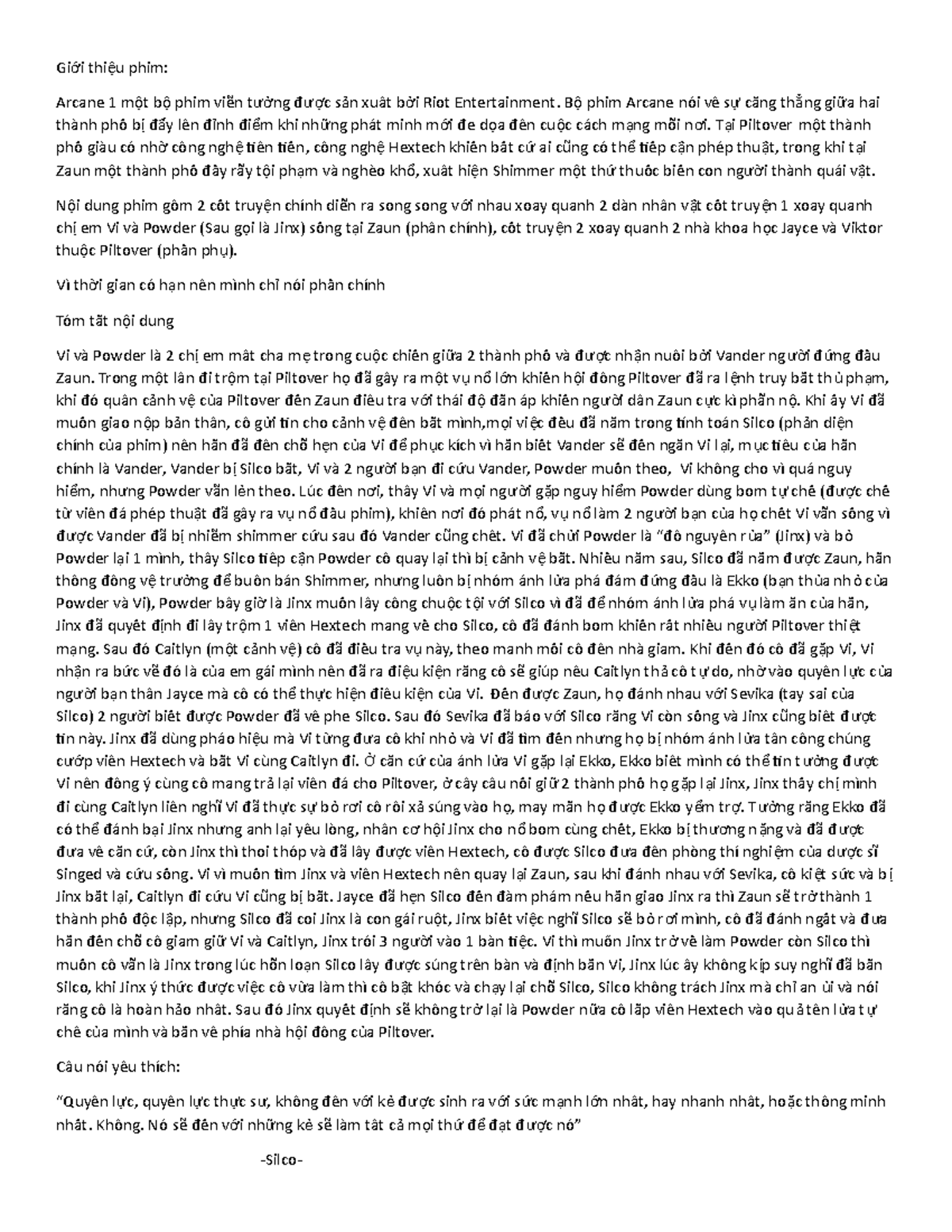 Document 1 - ádasdas - Gi i thi u phim:ớ ệ Arcane 1 m t bộ ộ phim viễễn t ưởng đ ược s n xuấất b ...