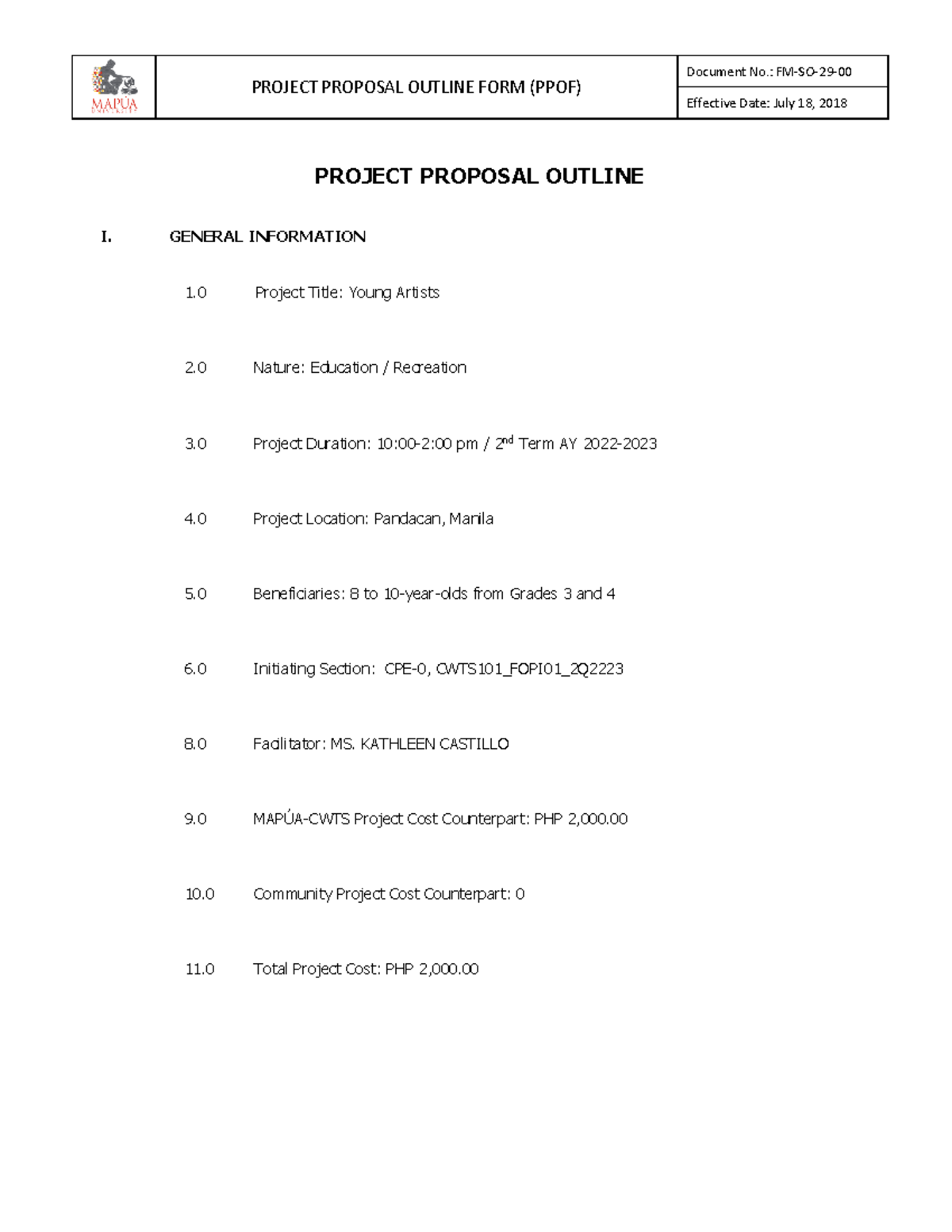 Escobar CWTS101 FOPI01 PPOF draft#1 - PROJECT PROPOSAL OUTLINE FORM ...