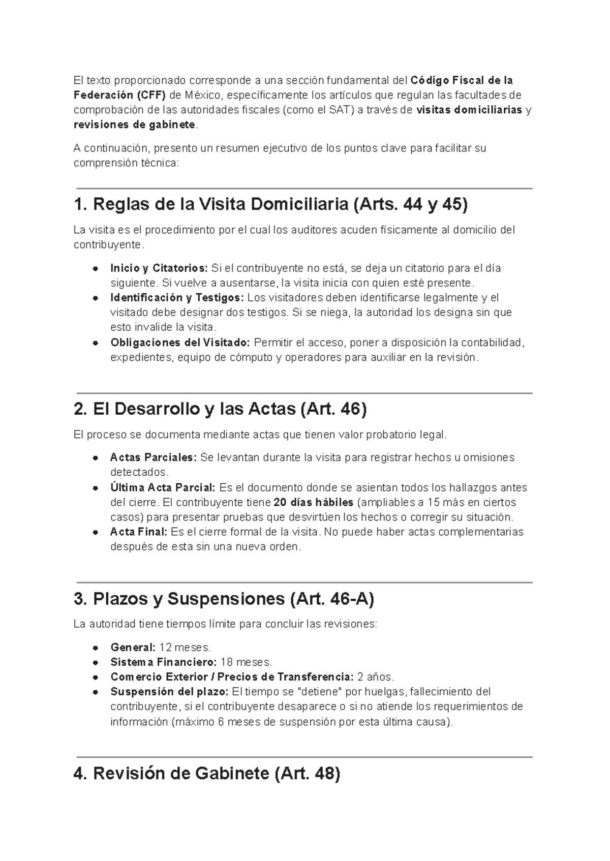 Resumen Ejecutivo de las Facultades de Comprobación del CFF (Art. 44-48 ...