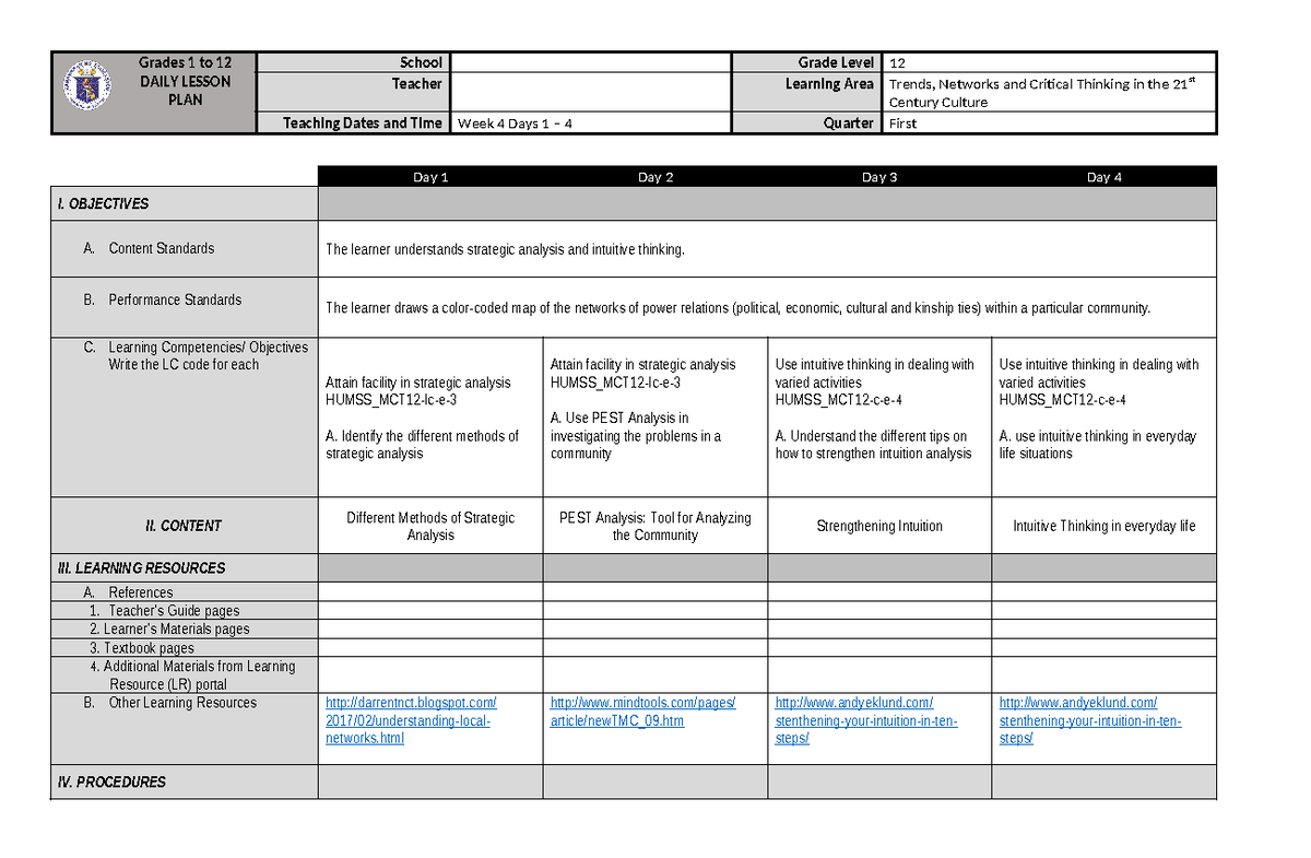 DLP Trends Week 4 - Strategic Analysis & Intuitive Thinking Guide - Studocu