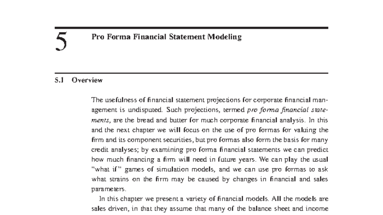 Pro Forma Financial Statement Modeling Overview (Course Code: Chap 5 ...