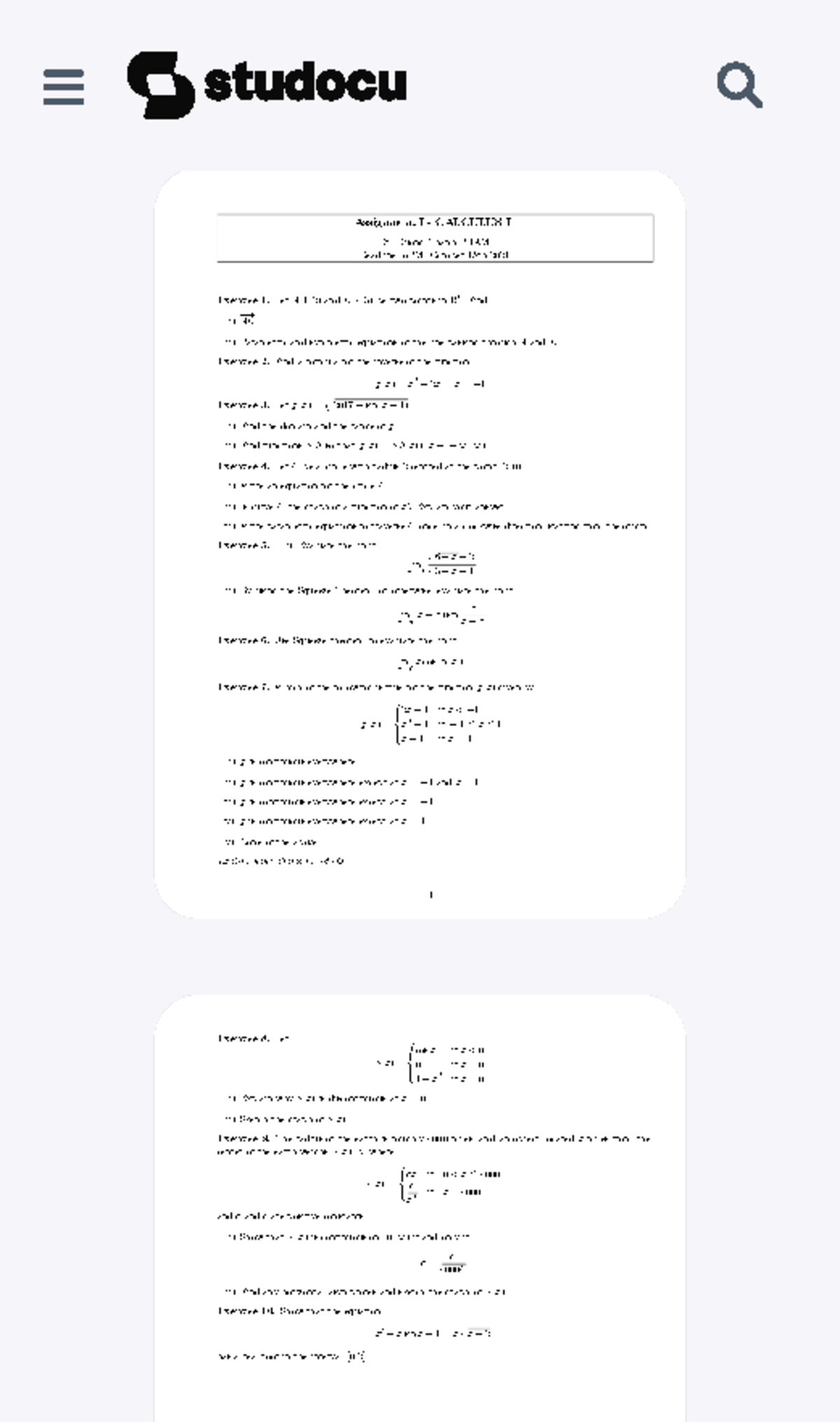 Calculus I Assignment I - Exercises and Solutions (2020-2021) - Studocu