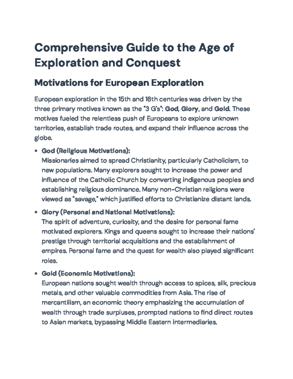 Comprehensive Guide to the Age of Exploration: Motivations & Impacts ...