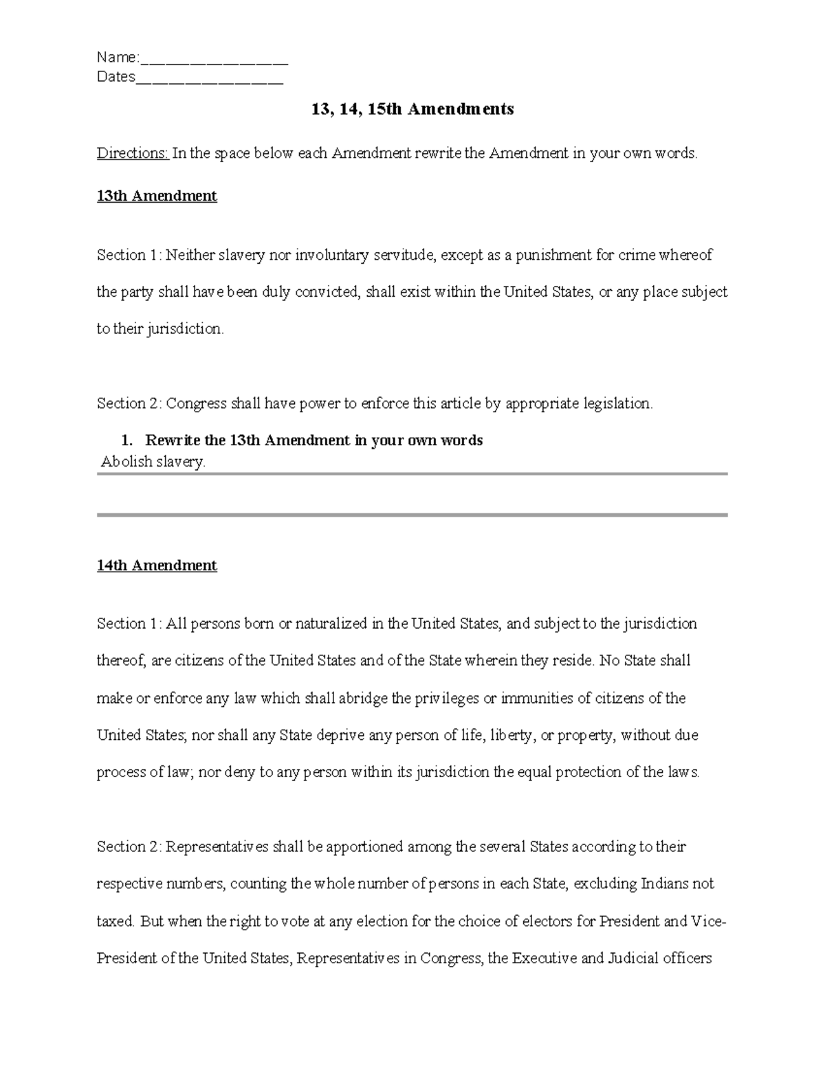 Jacob Clark - 13, 14, 15th Amendments Honors - Dates ...