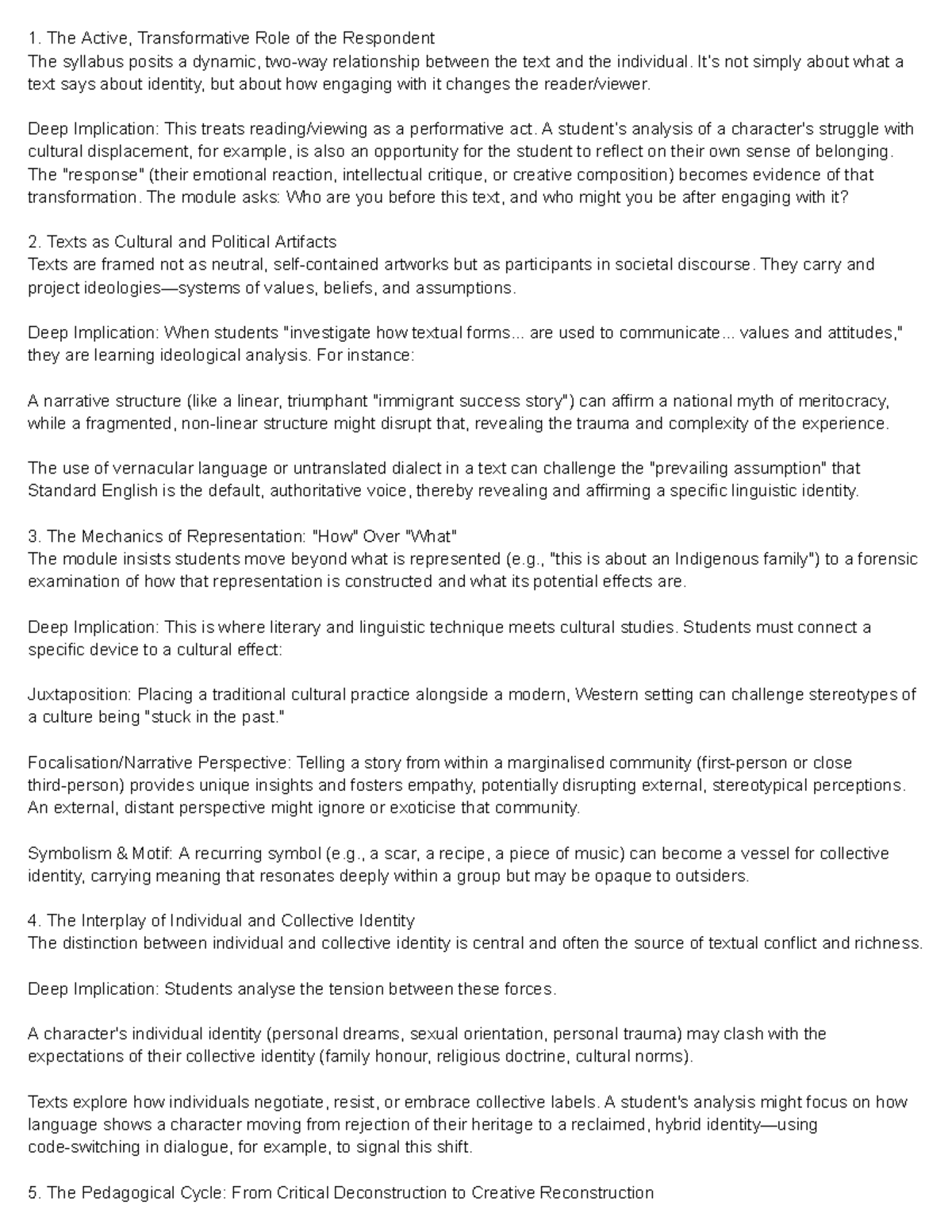 Module A - Syllabus Notes: Engaging with Texts and Identity - Studocu