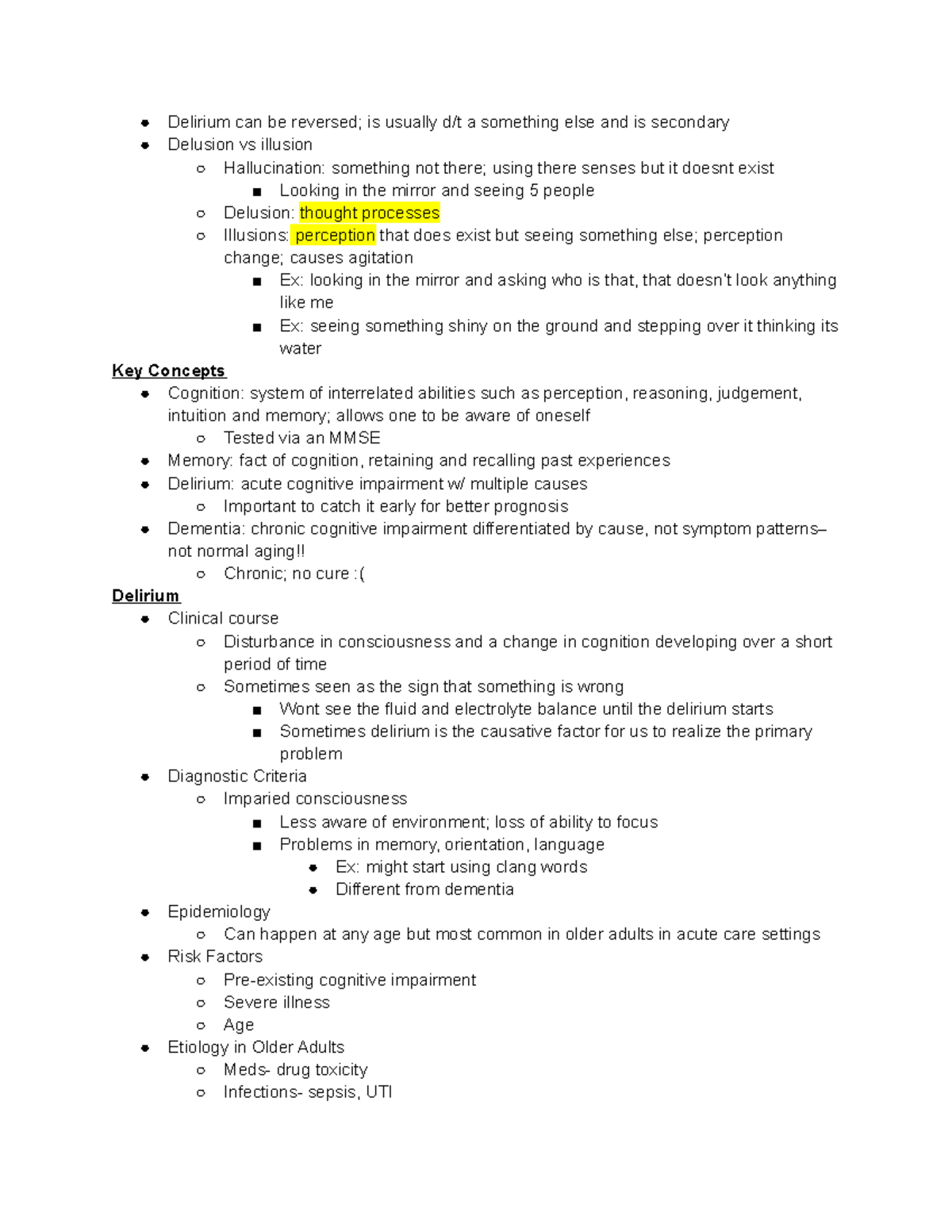 MH Ch 39 - Overview of Neurocognitive Disorders and Delirium - Studocu