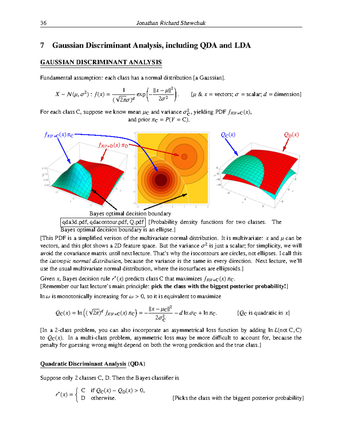 Gaussian Discriminant Analysis: QDA, LDA & MLE Overview (36 7) - Studocu