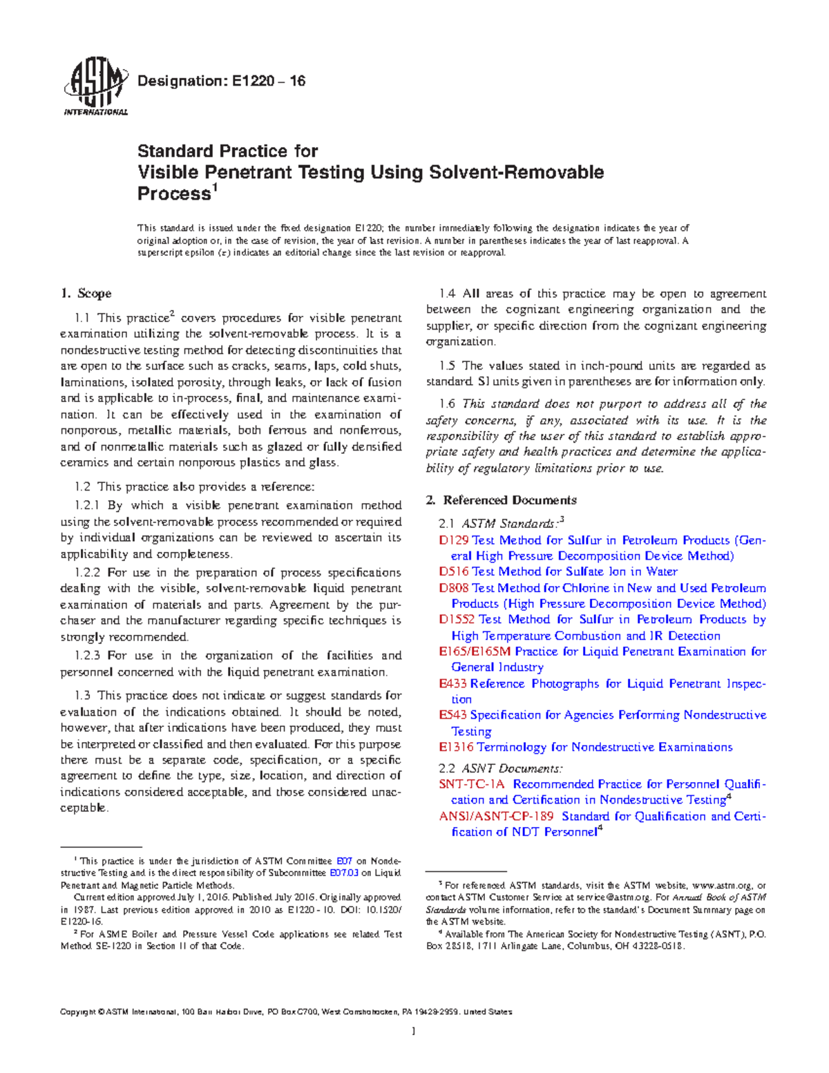 ASTM E-1220 (2016) - Standard Practice for Solvent-Removable Penetrant ...