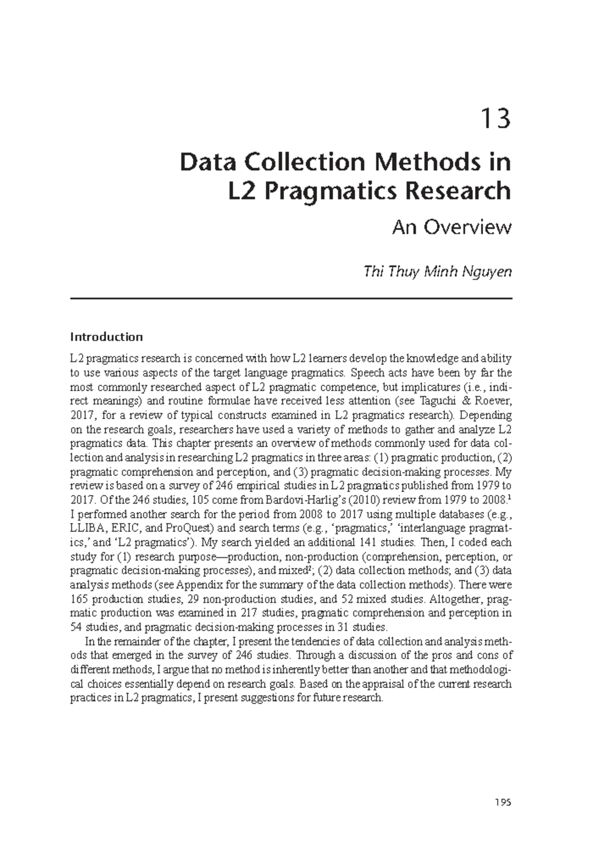 Nguyen (2019) Overview of Data Collection Methods in L2 Pragmatics ...