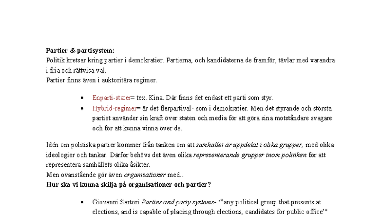 Föreläsning 6: Partier och Partisystem i Demokratier och Auktoritära ...