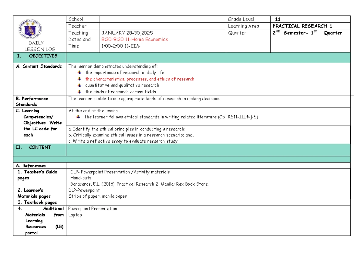 WEEK 1 - WEEKLY LESSON LOG FOR GRADE 12 CREATIVE NONFICTION - Studocu