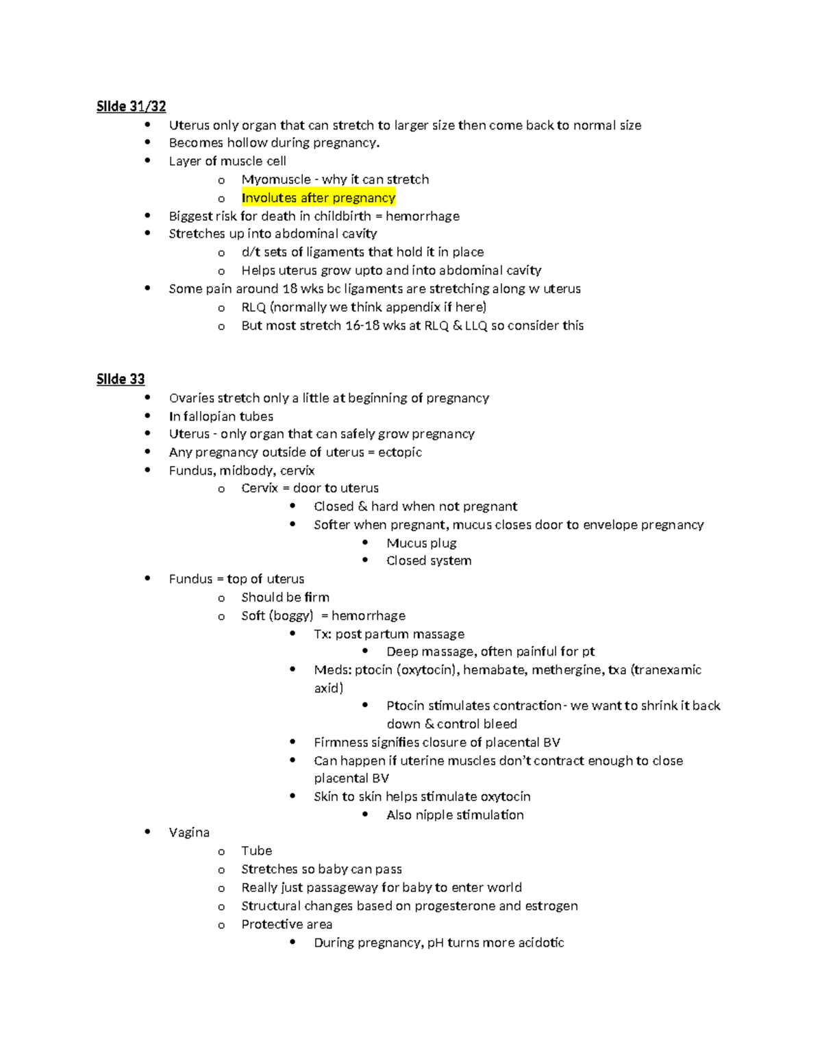 OB Study Guide: Uterine Anatomy, Menstrual Cycle, and Fetal Development ...