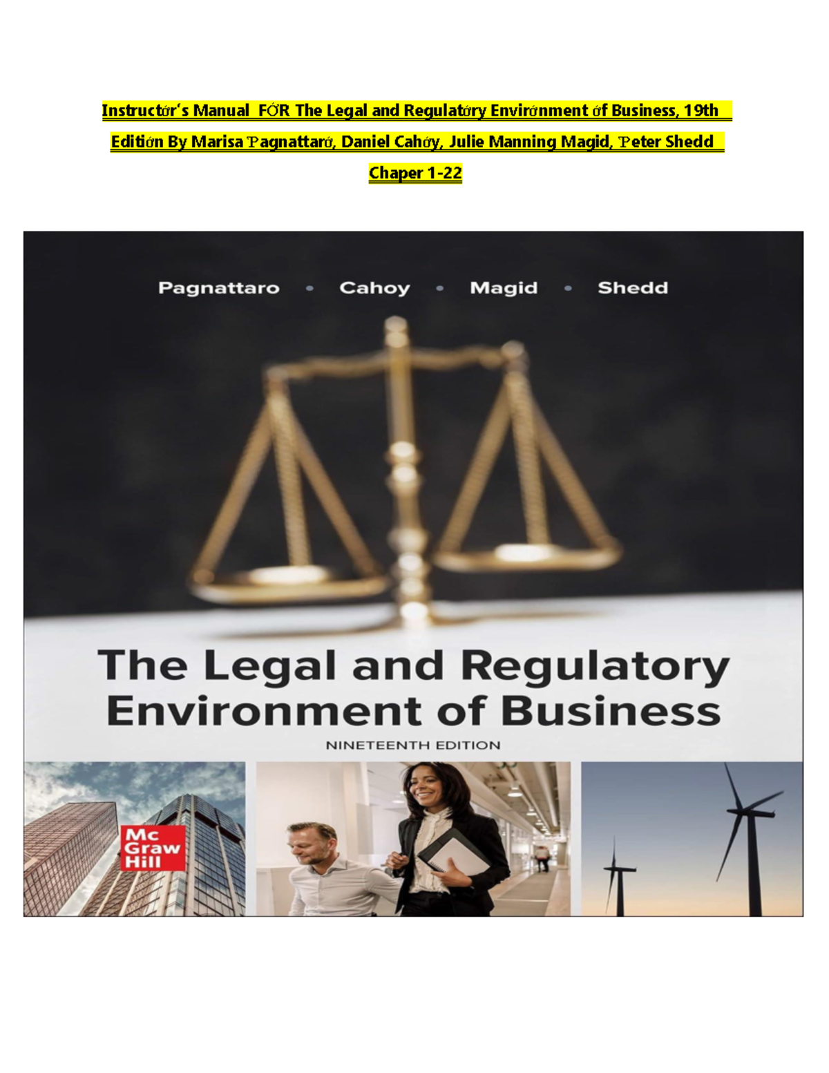 Solution Manual for Legal & Regulatory Environment of Business, 19th Ed ...