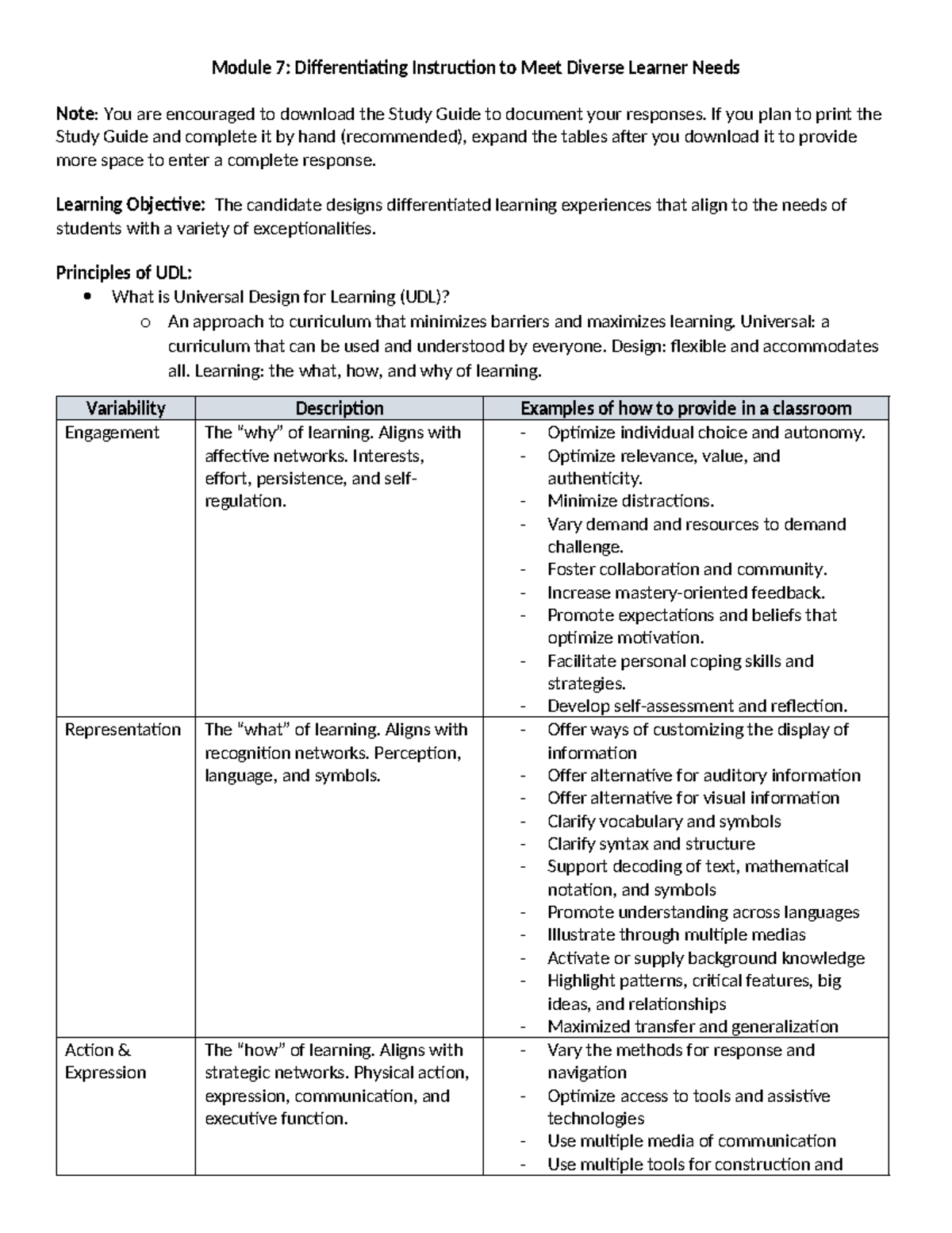 D096 d169 m7 study guide - Module 7: Differentiating Instruction to ...