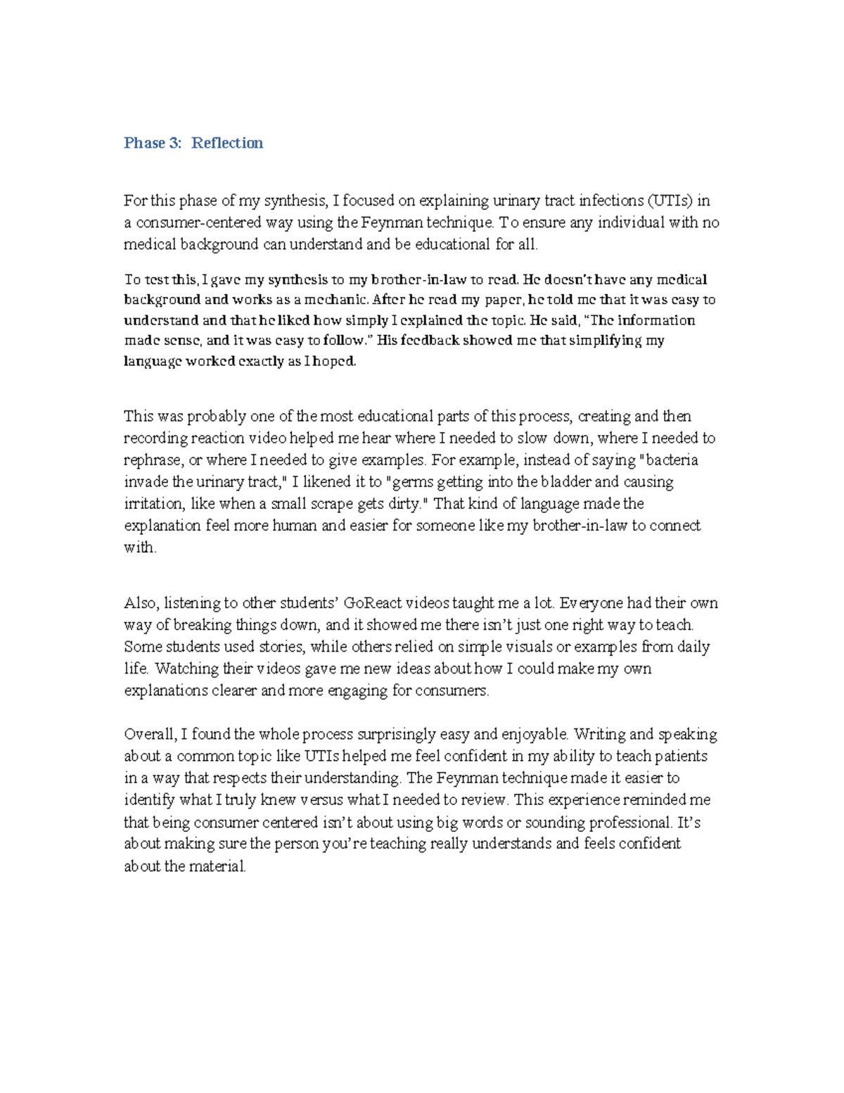 Phase 3 Reflection: Simplifying UTIs for D024 Coursework - Studocu